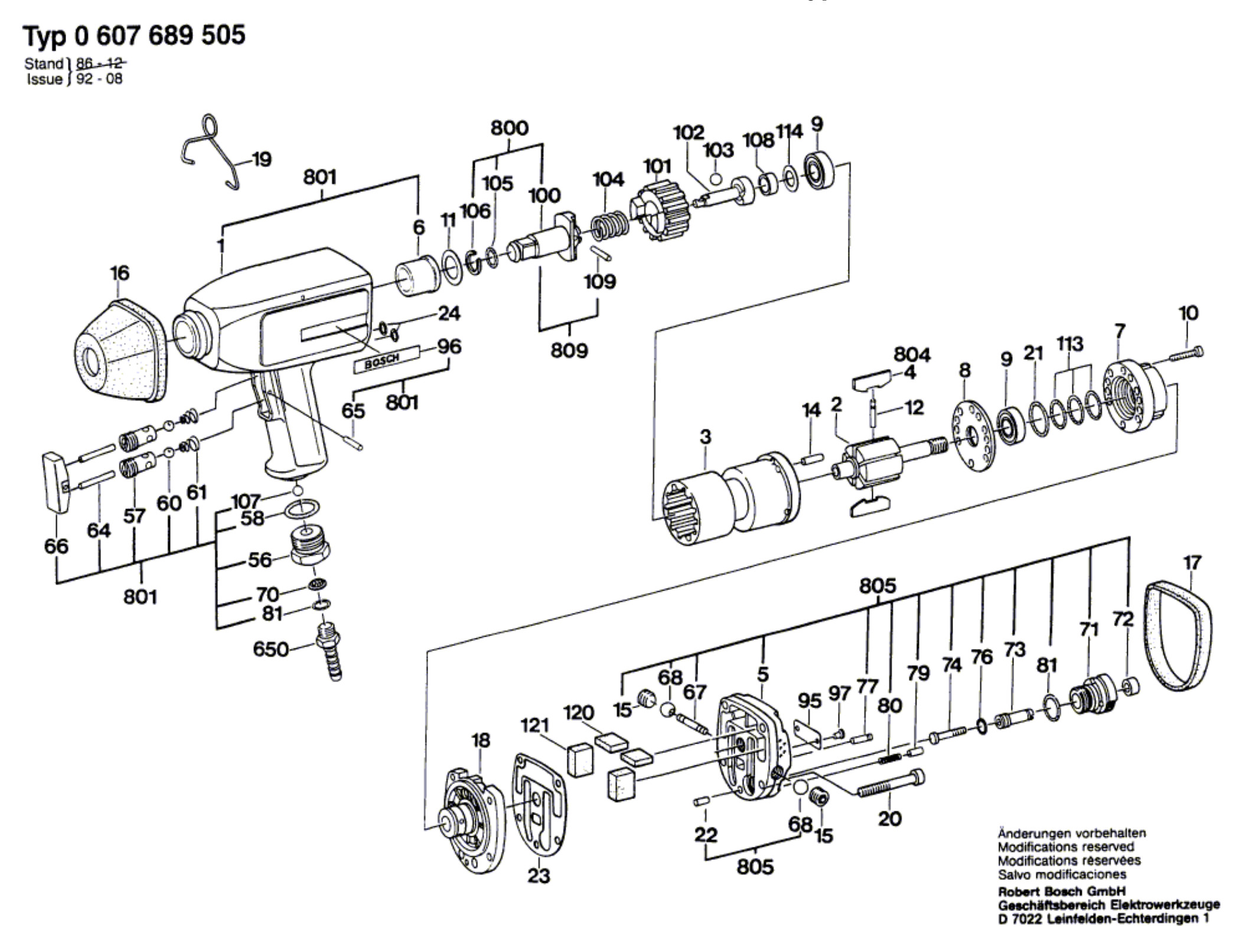 Bosch 0 607 689 505 ---- Pn Impact Wrench - Serv. Spare Parts SPARE ...