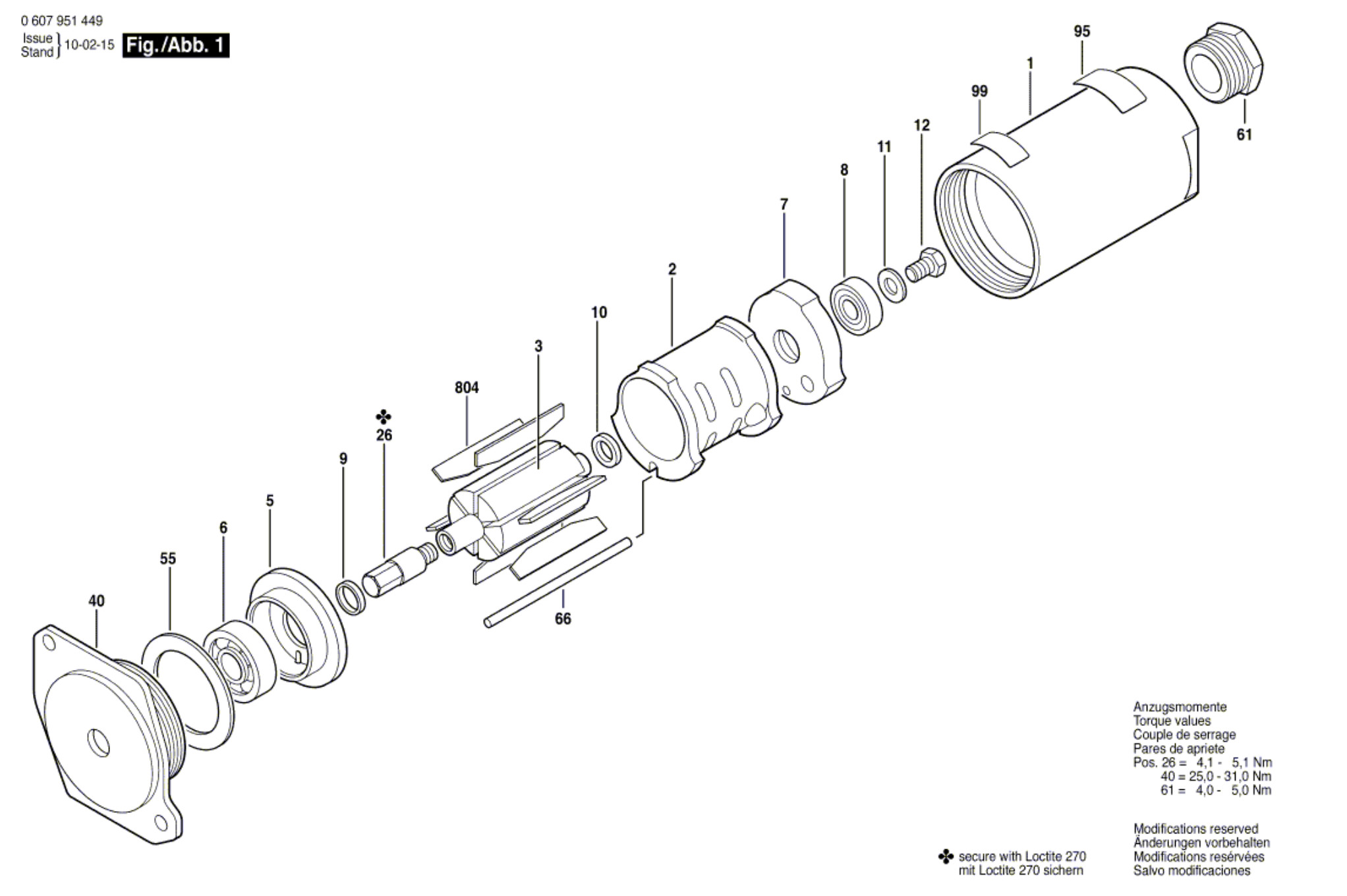 Bosch 0 607 951 449 370 Watt-serie Pn-installation Motor Ind Spare ...