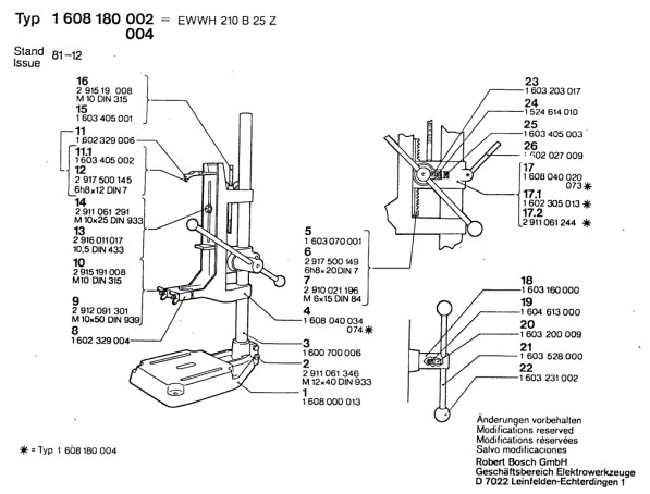 Bosch 1 608 180 002 ---- Drill Stand Spare Parts SPARE_1608180002 from ...