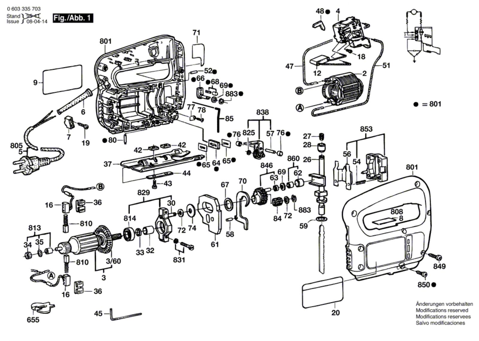 Bosch 0 603 335 742 Pst 58 Pe Jig Saw 240 V / Gb Spare Parts Pst58pe ...