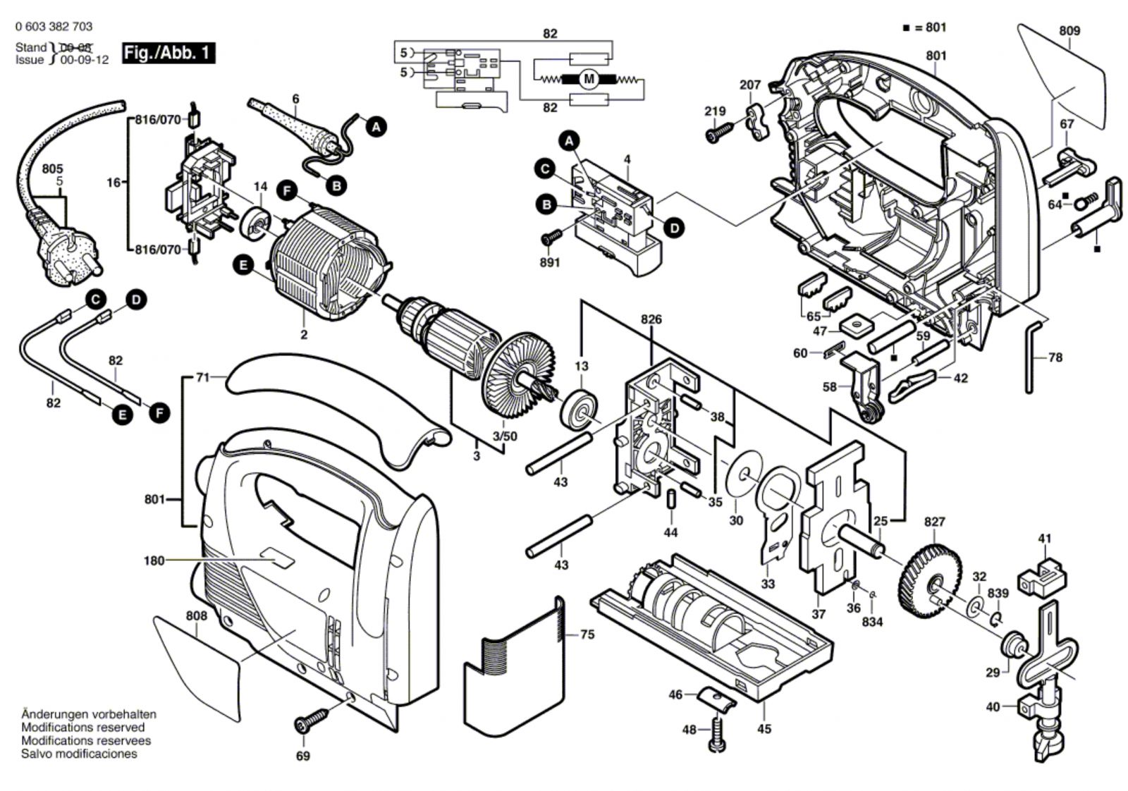 Bosch 0 603 382 742 Pst 750 Pe Jig Saw 230 V / Gb Spare Parts Pst750pe ...