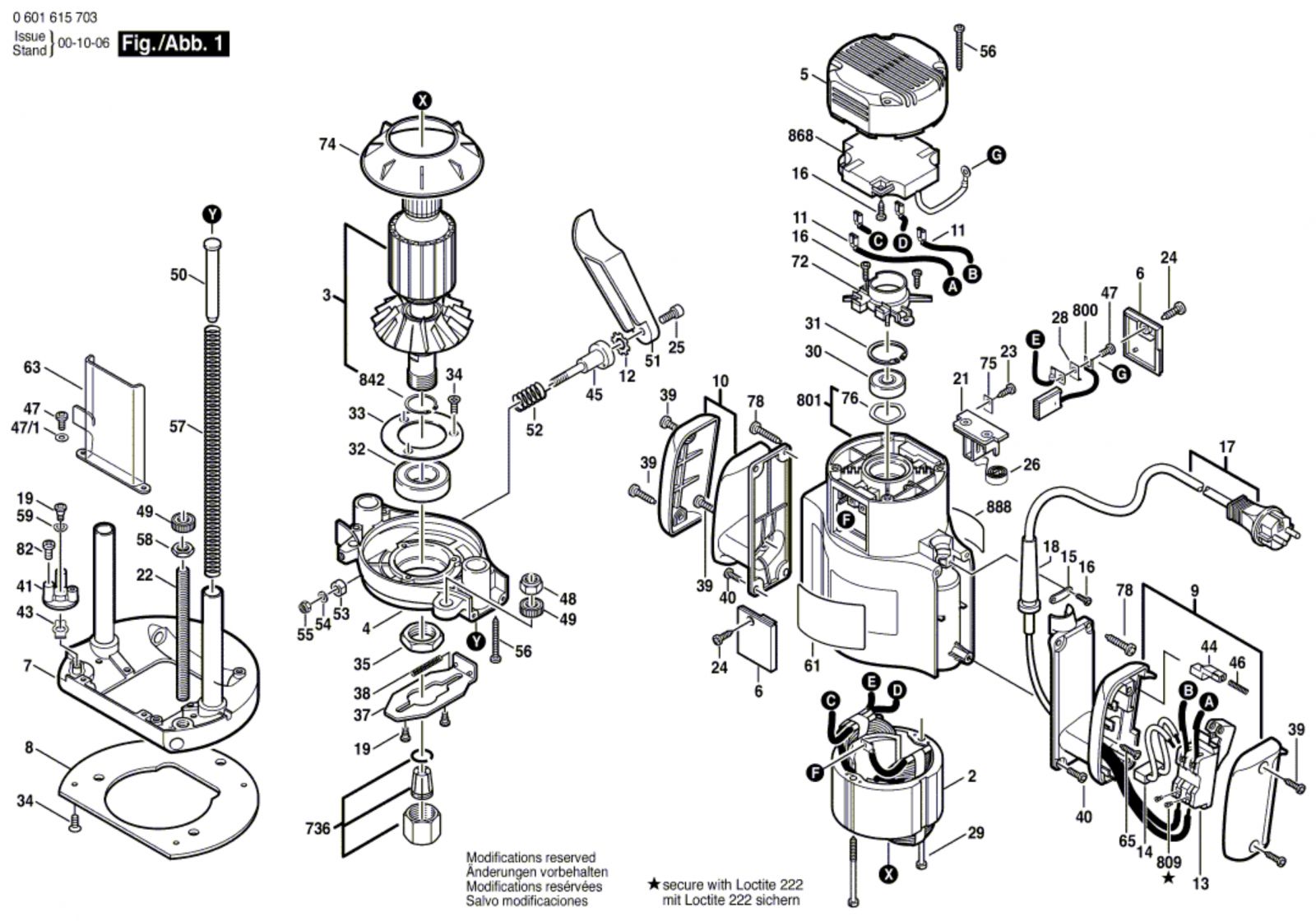 Bosch 0 601 615 741 Gof 1700 Ace Industrial Router 110 V / Gb Spare ...