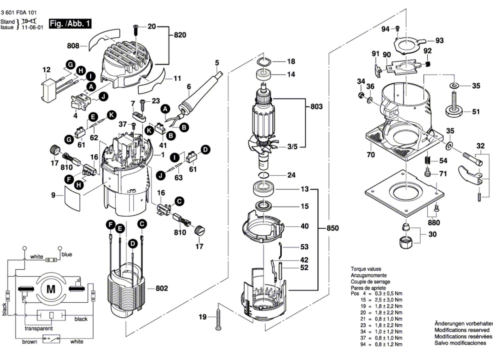 Bosch 3 601 F0a 171 Gkf 600 Router 230 V / Gb Spare Parts Gkf600 SPARE ...