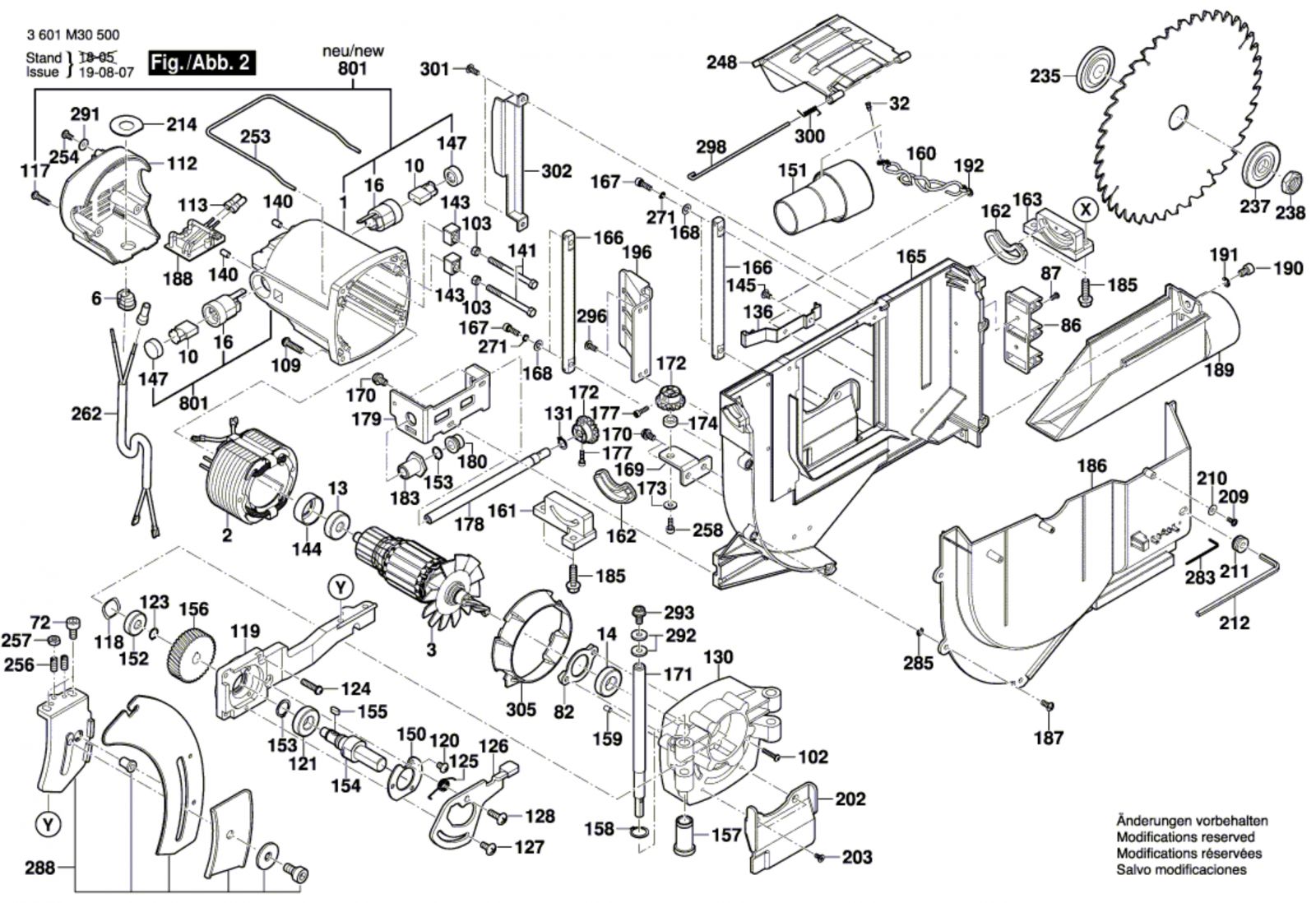 Bosch 3 601 M30 570 Gts 10 J Table Saw 230 V / Gb Spare Parts Gts10j ...