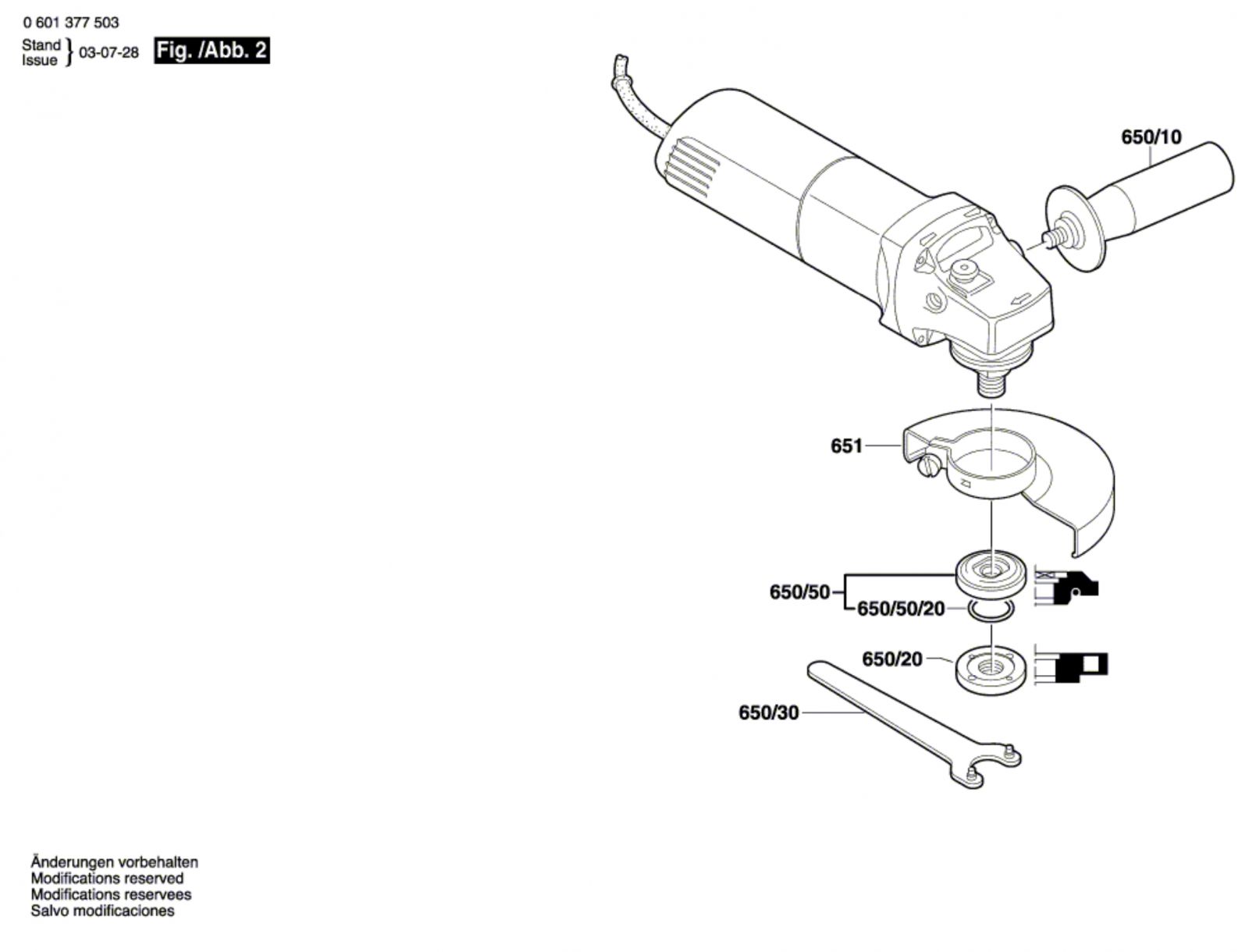 Bosch 0 601 377 542 Gws 850 C Angle Grinder Gws850c Spare Parts SPARE ...