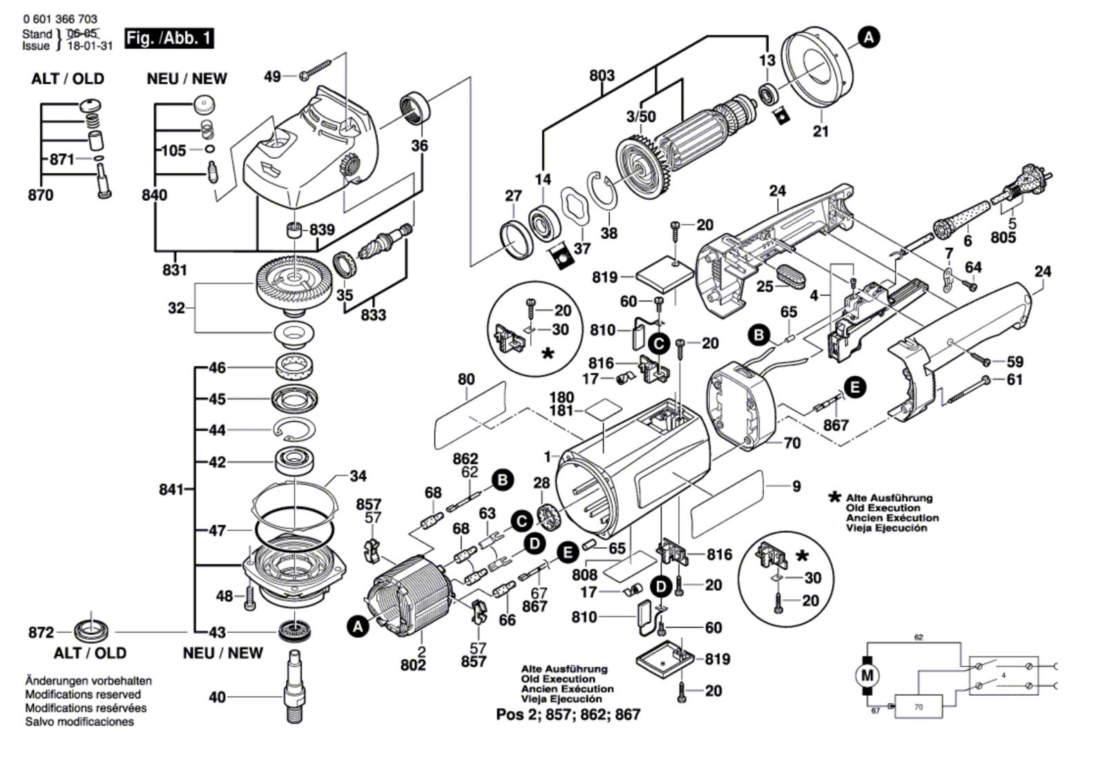 Bosch 0 601 366 740 Gpo 12 E Universal Angle Polisher Spare Parts SPARE ...