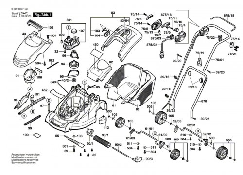 Bosch 0 600 883 103 Rotak 40 C Lawnmower 230 V / Eu Spare Parts SPARE ...