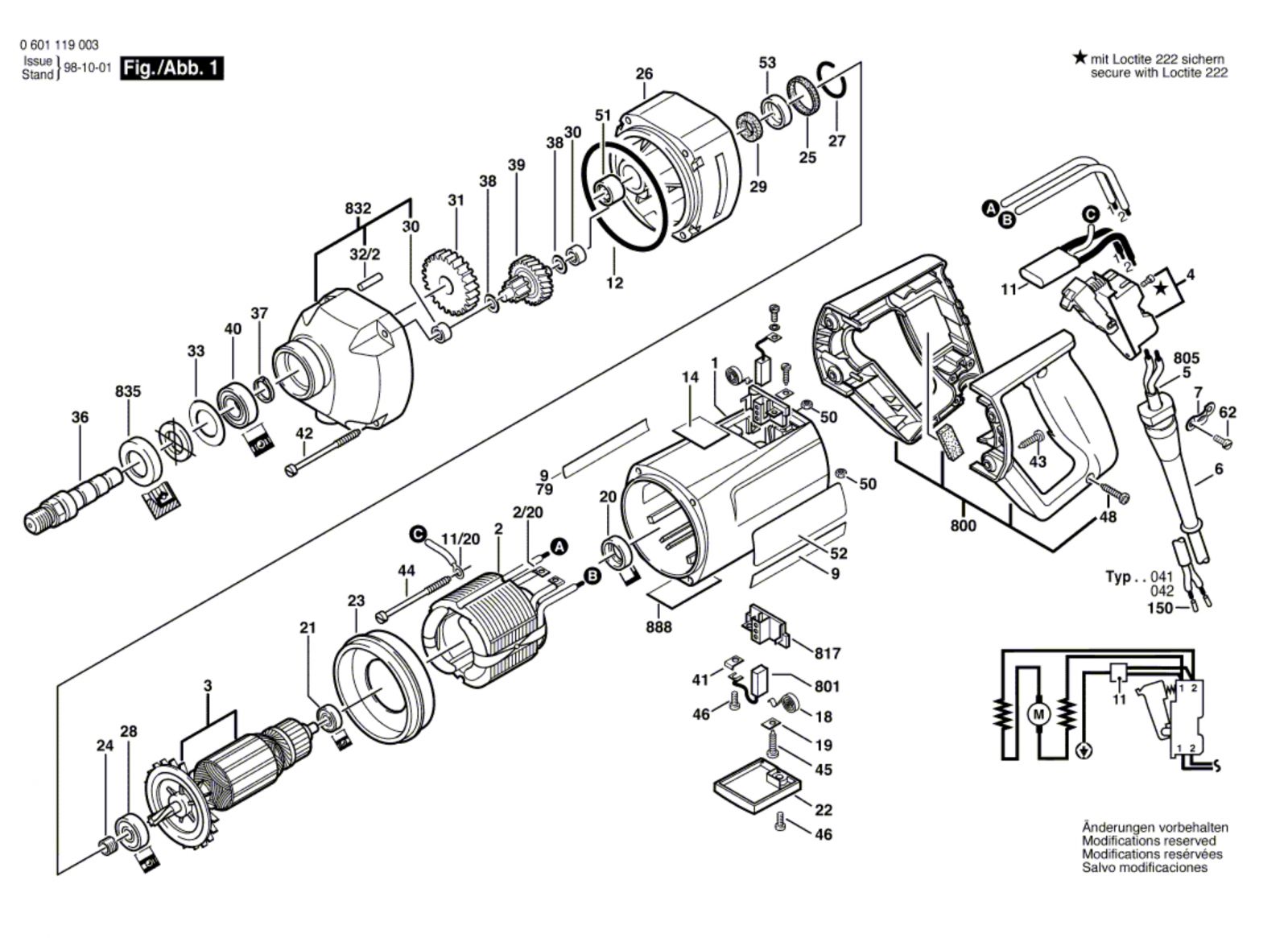 Bosch 0 601 119 003 Drill 220 V / Eu Spare Parts SPARE_0601119003 from ...