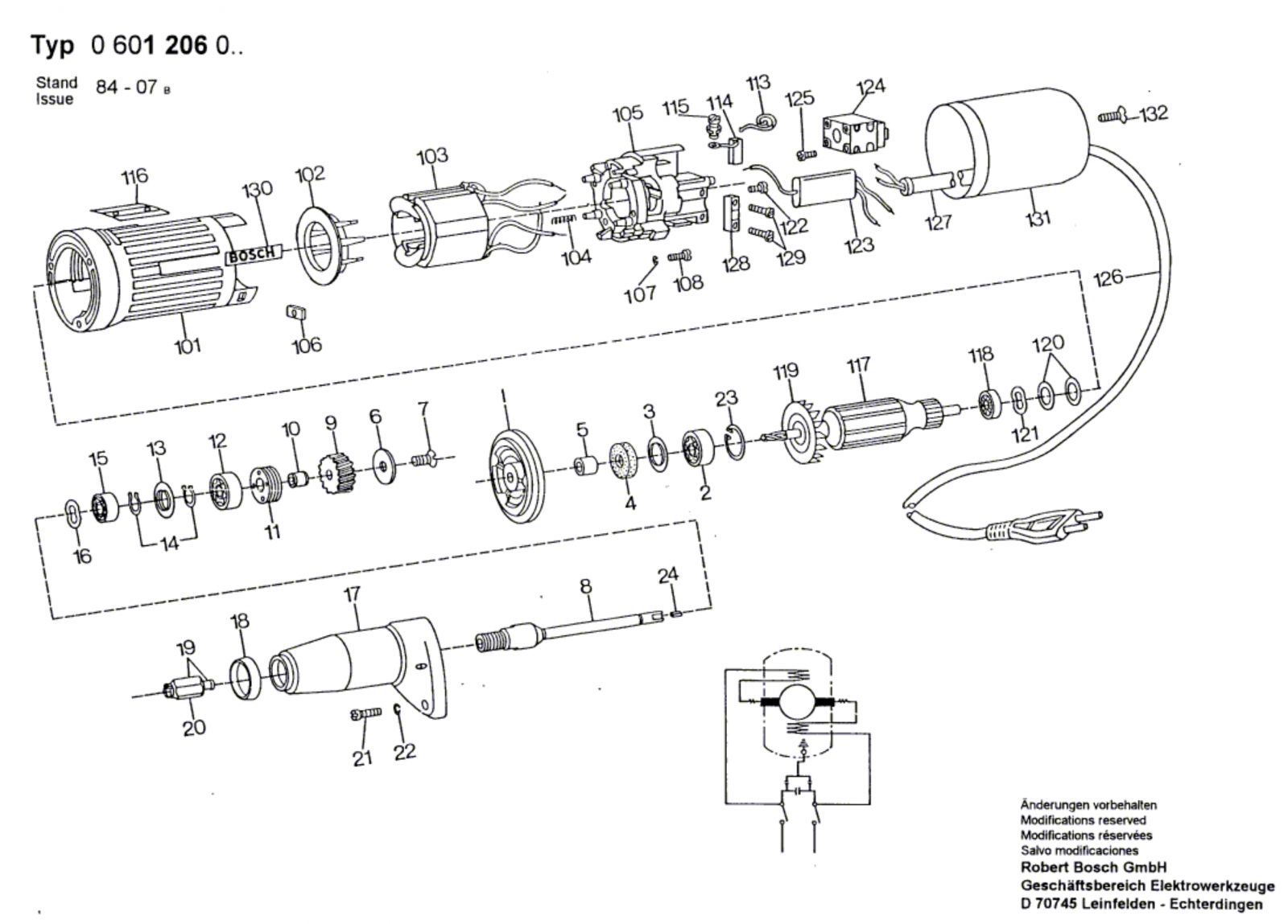 Bosch 0 601 206 003 Straight Grinders 220 V / Eu Spare Parts SPARE ...