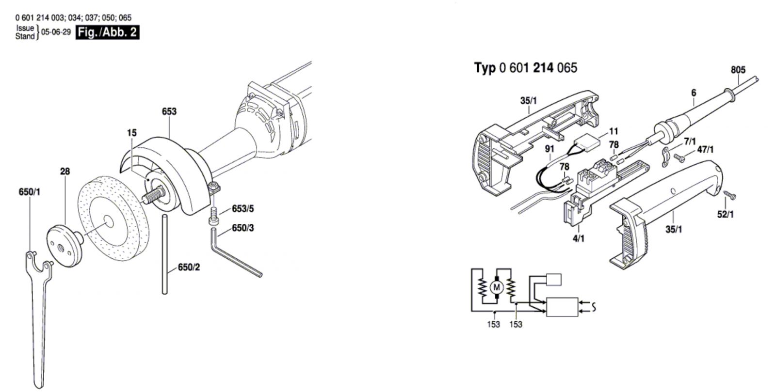Bosch 0 601 214 003 Ggs 6 Straight Grinders 220 V / Eu Spare Parts ...