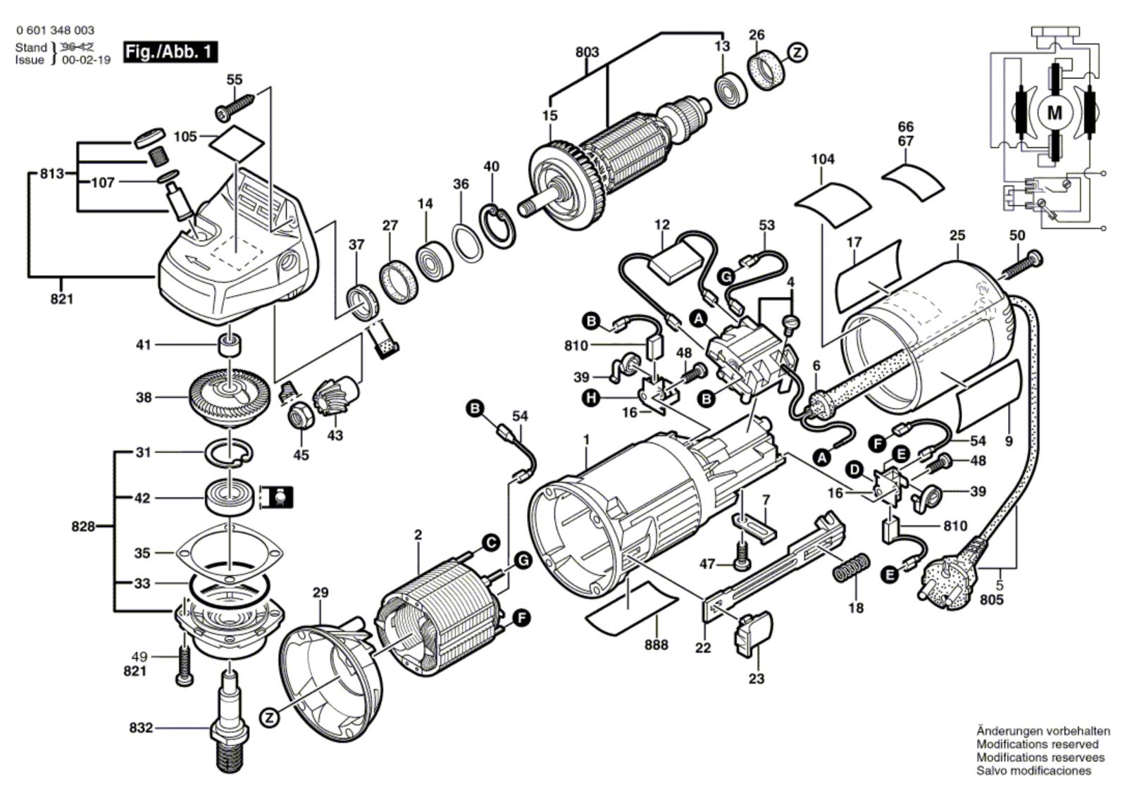 Bosch 0 601 348 003 Gews 1348.0 Angle Grinder 230 V / Eu Spare Parts ...