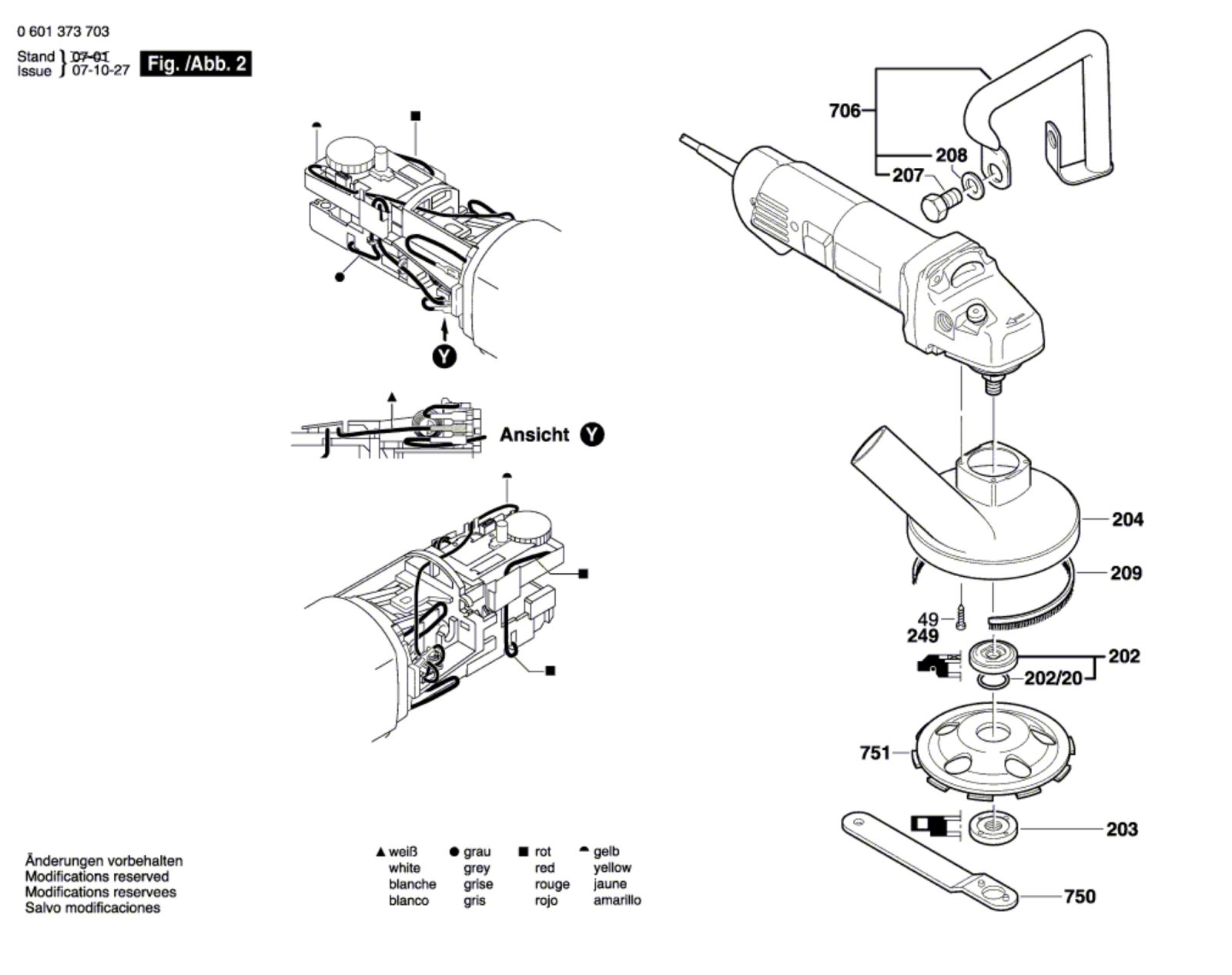 Bosch 0 601 373 703 Gbr 14 C Concrete Grinder 230 V / Eu Spare Parts ...