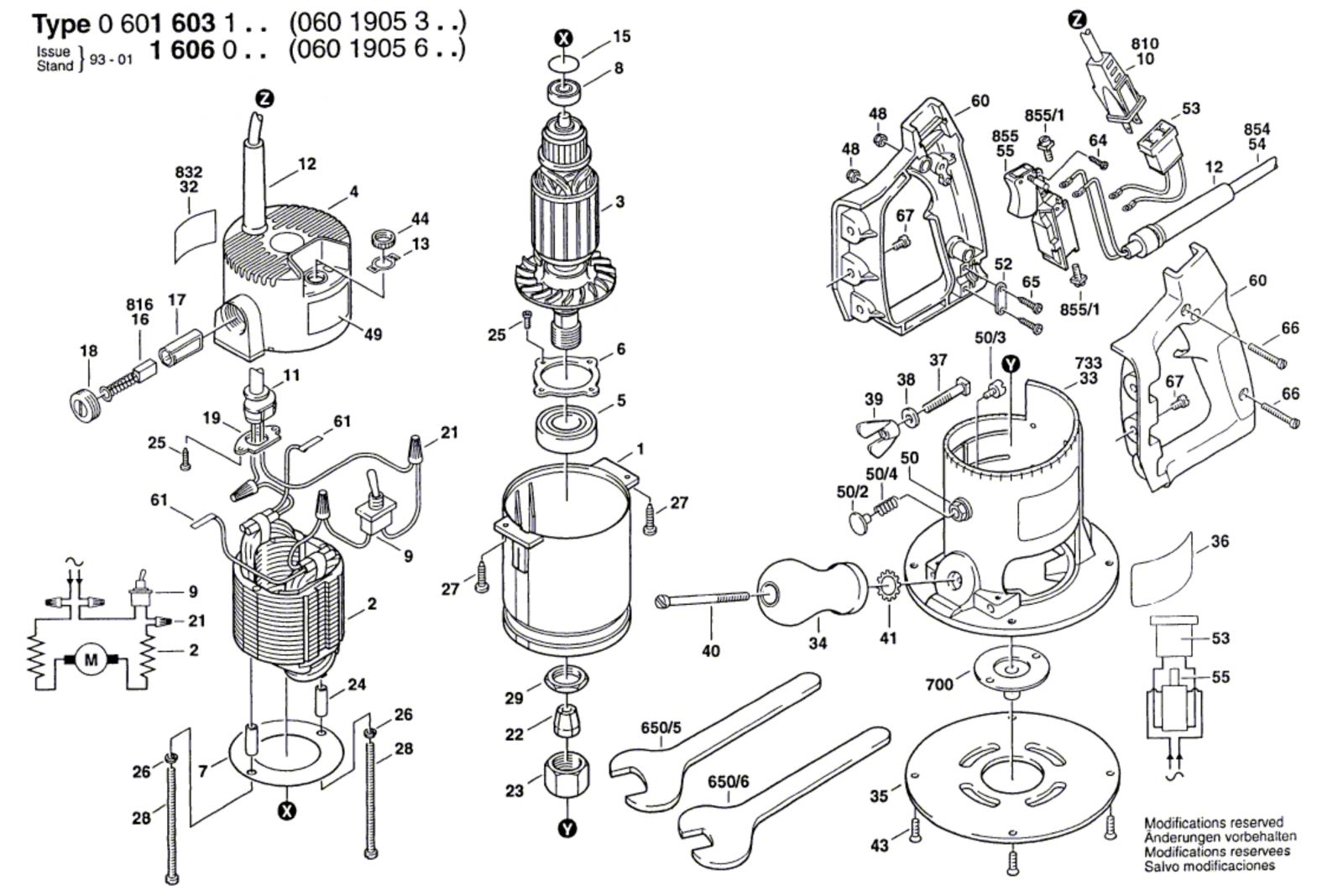 Bosch 0 601 606 003 Industrial Router 220 V / Eu Spare Parts SPARE ...