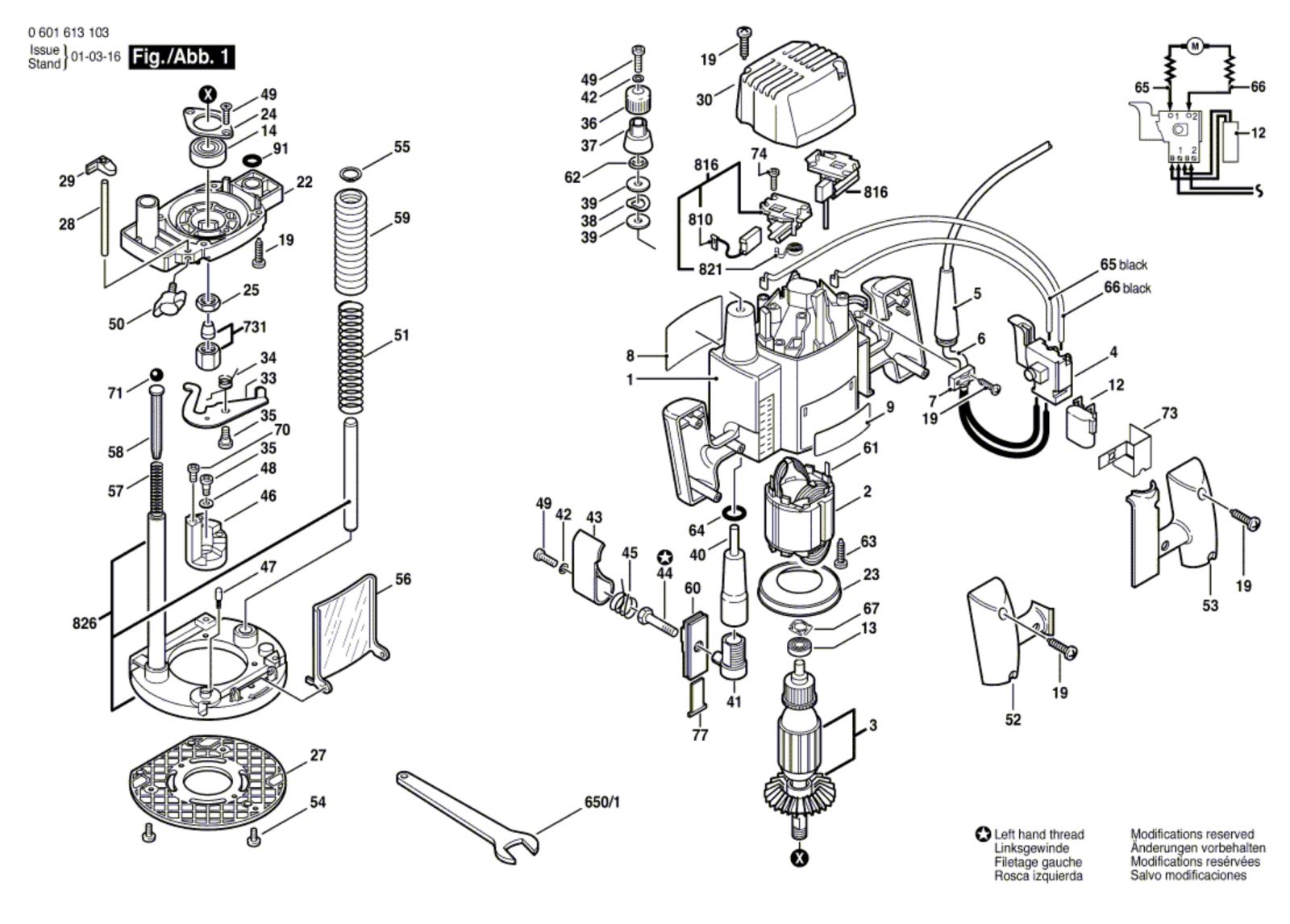 Bosch 0 601 613 103 Gof 1200 Industrial Router 230 V / Eu Spare Parts ...