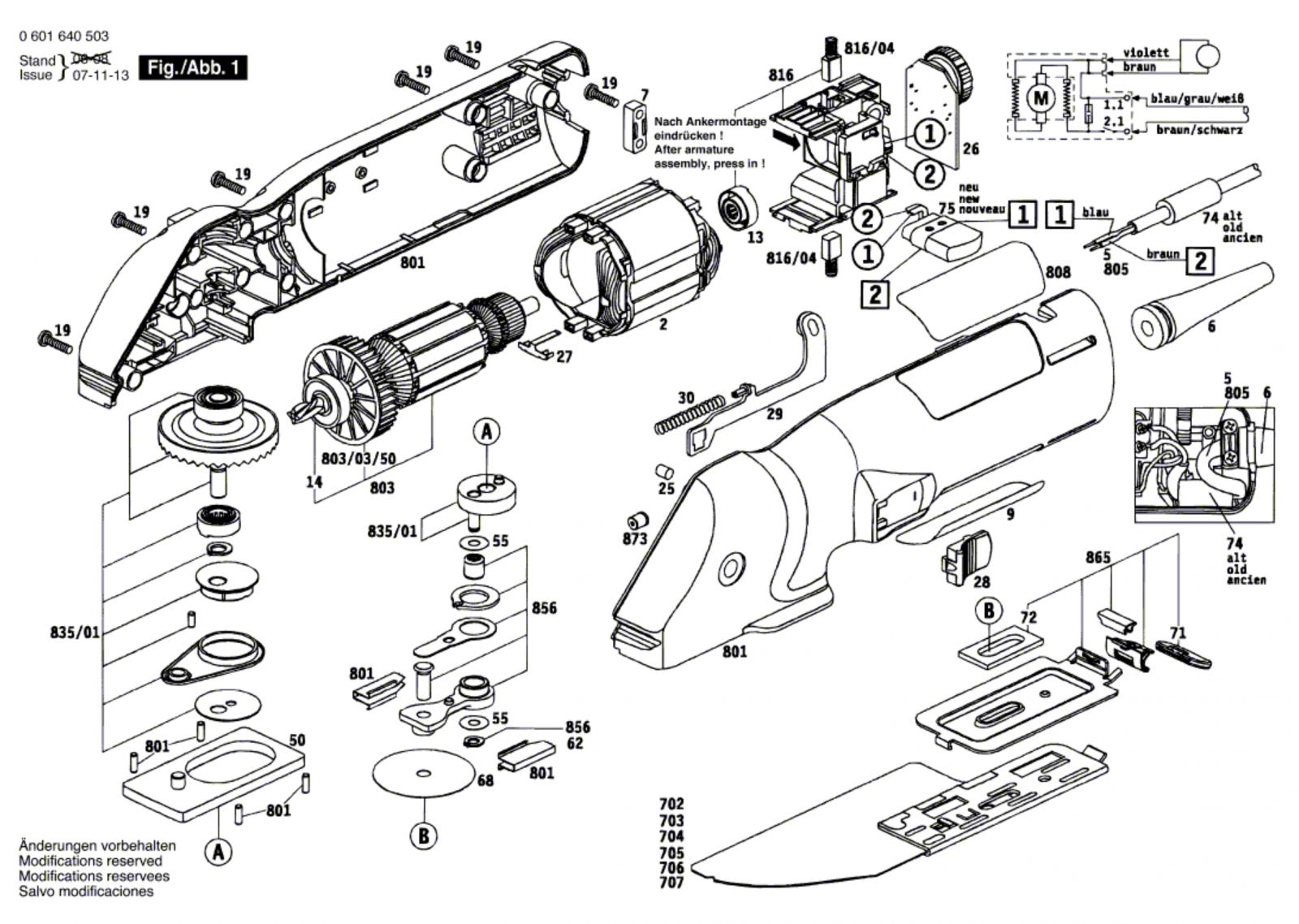 Bosch 0 601 640 703 Gfs 350 E Set Fine-cut Saw 230 V / Eu Spare Parts ...