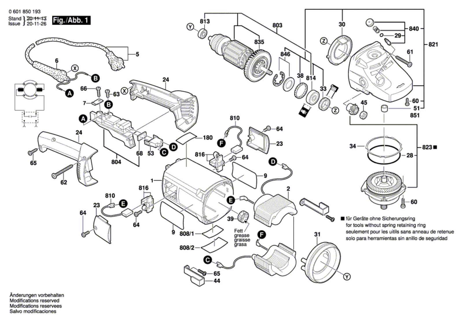 Bosch 0 601 850 193 Gws 20-230 Angle Grinder 230 V / Eu Spare Parts ...