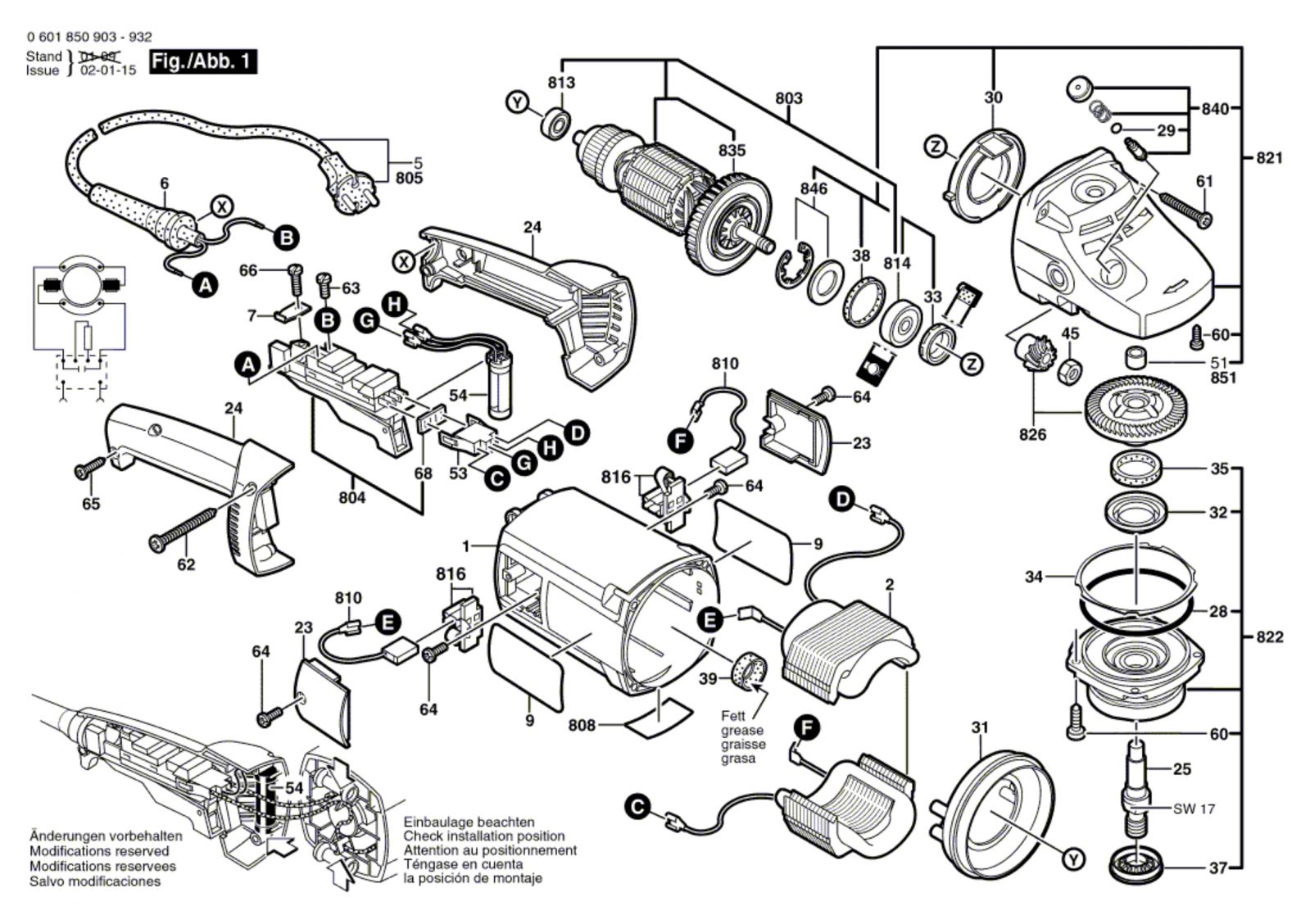 Bosch 0 601 850 903 Gws 20-230 Jh Angle Grinder 230 V / Eu Spare Parts ...