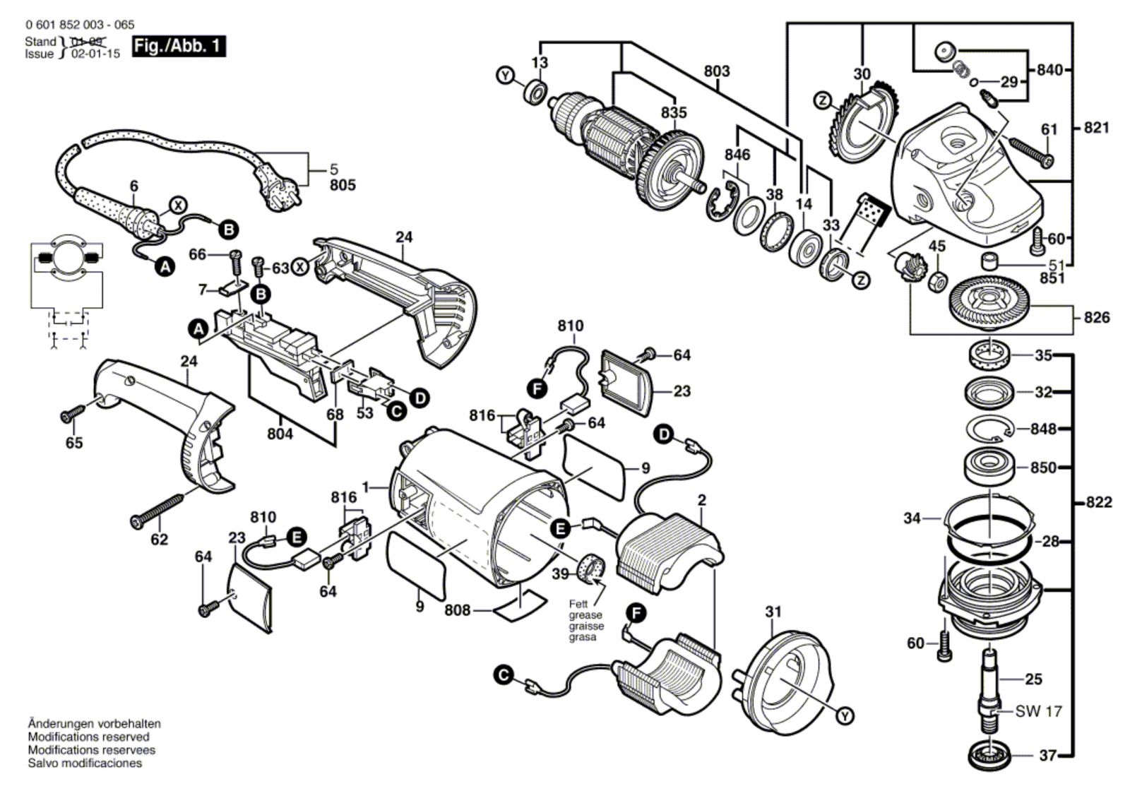 Bosch 0 601 852 003 Gws 21-230 H Angle Grinder 230 V / Eu Spare Parts ...
