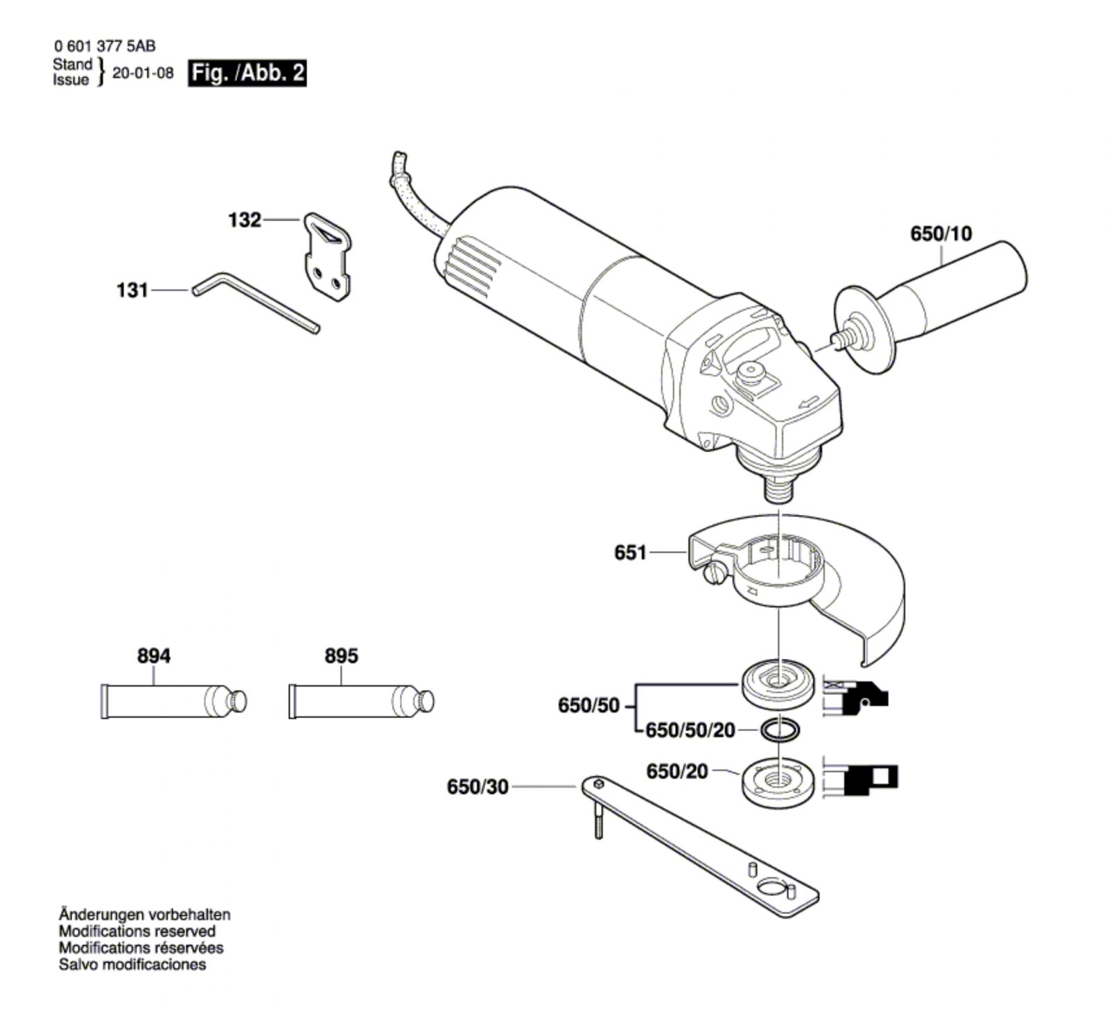 Bosch 0 601 378 7ac Gws 850 Ce Angle Grinder 230 V / Eu Spare Parts ...