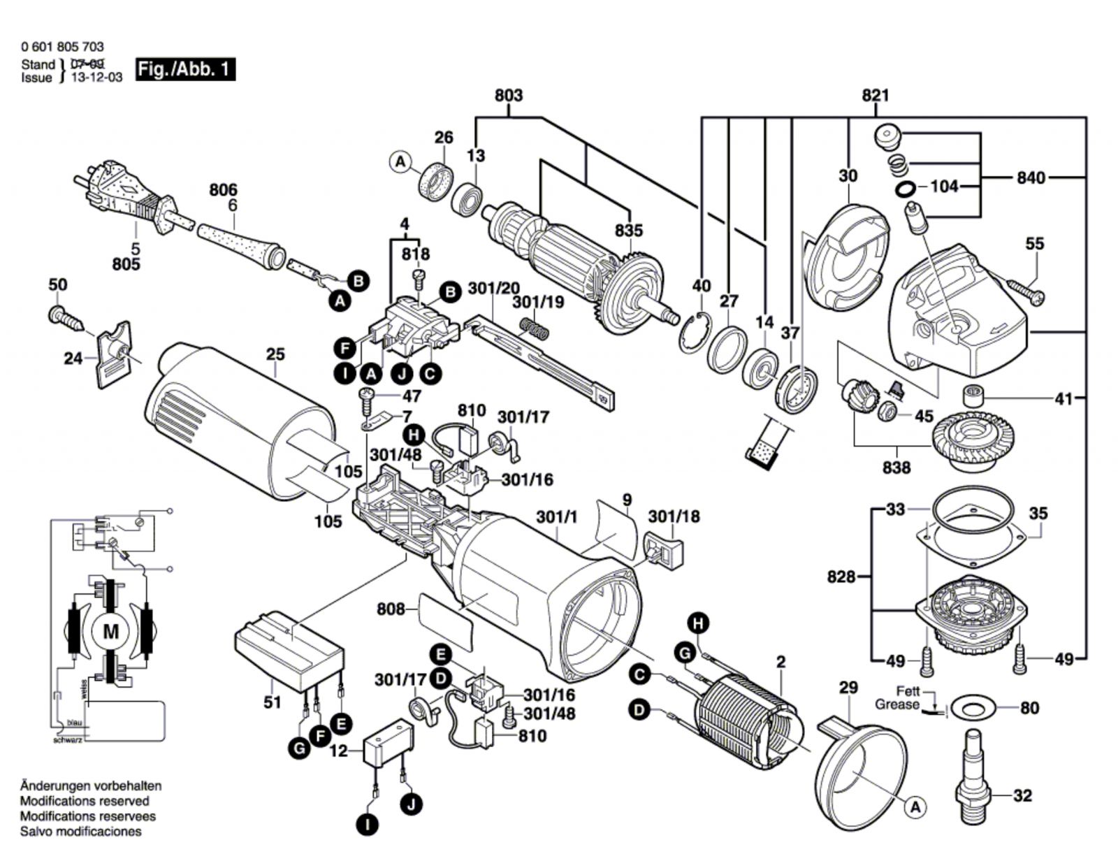 Bosch 0 601 805 773 Gws 14-125ce Angle Grinder 230 V / Eu Spare Parts ...