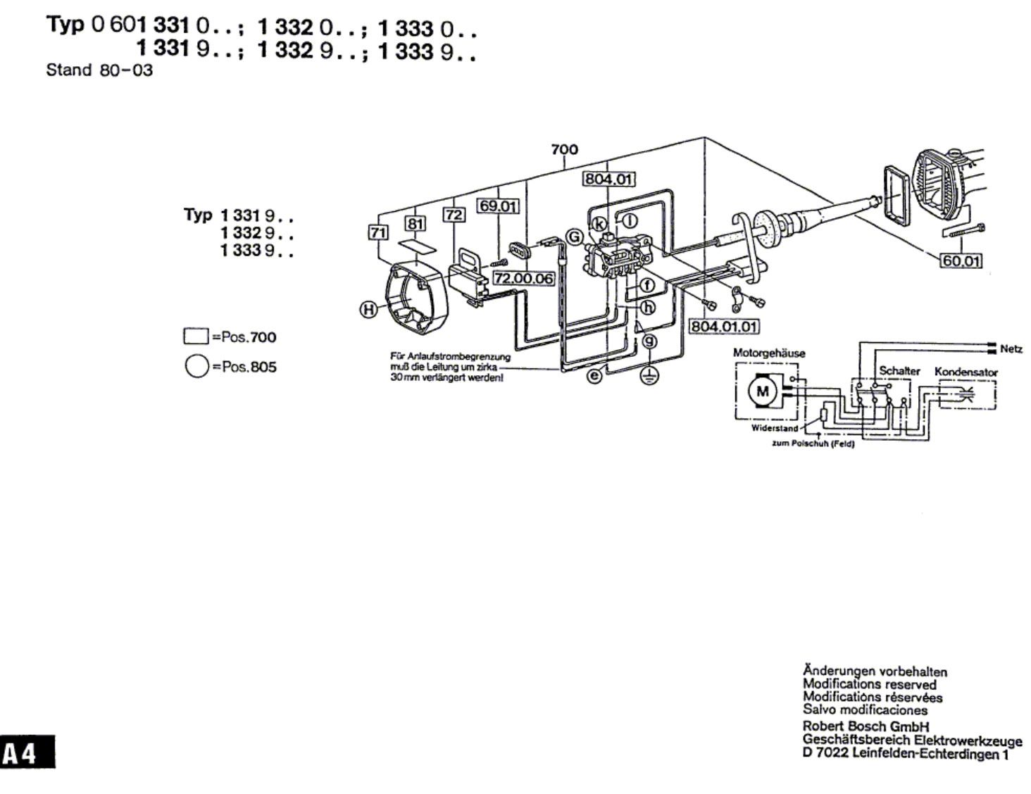 Bosch 0 601 332 003 Angle Grinder 220 V / Eu Spare Parts SPARE ...