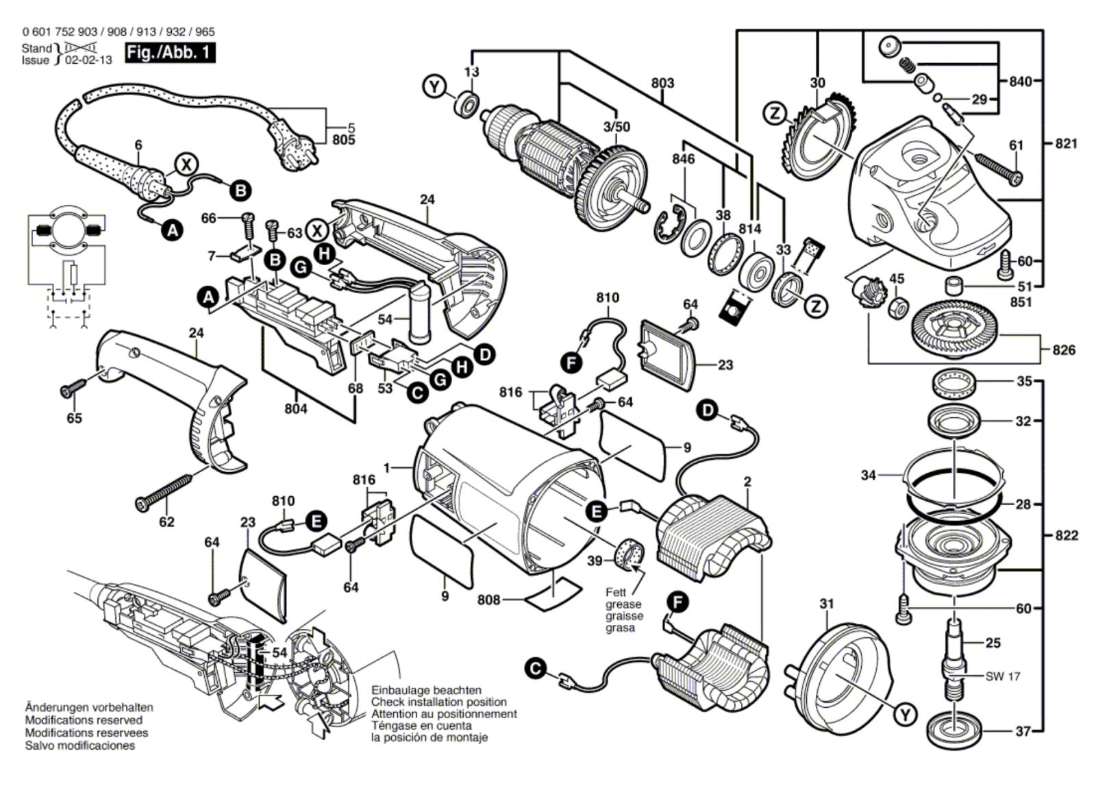 Bosch 0 601 752 903 Gws 20-230 J Angle Grinder 230 V / Eu Spare Parts ...