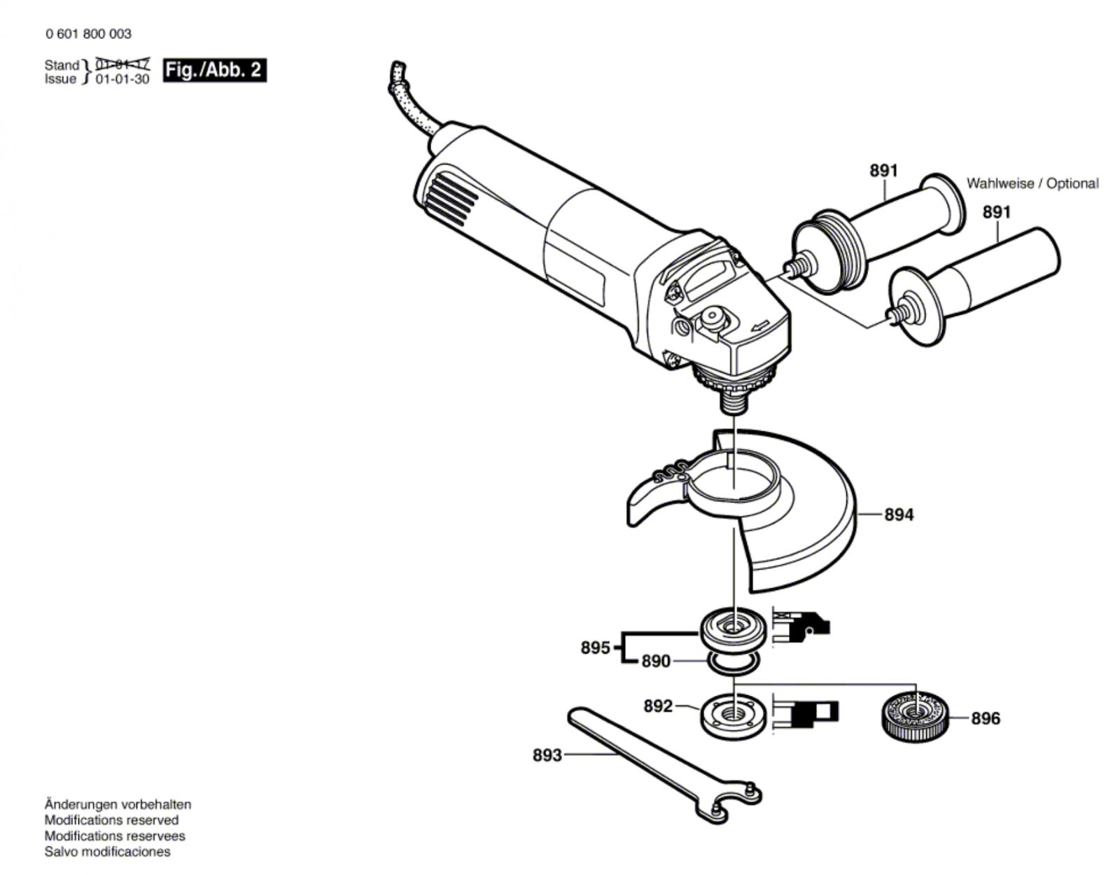 Bosch 0 601 800 003 Gws 7-115 Angle Grinder 230 V / Eu Spare Parts ...