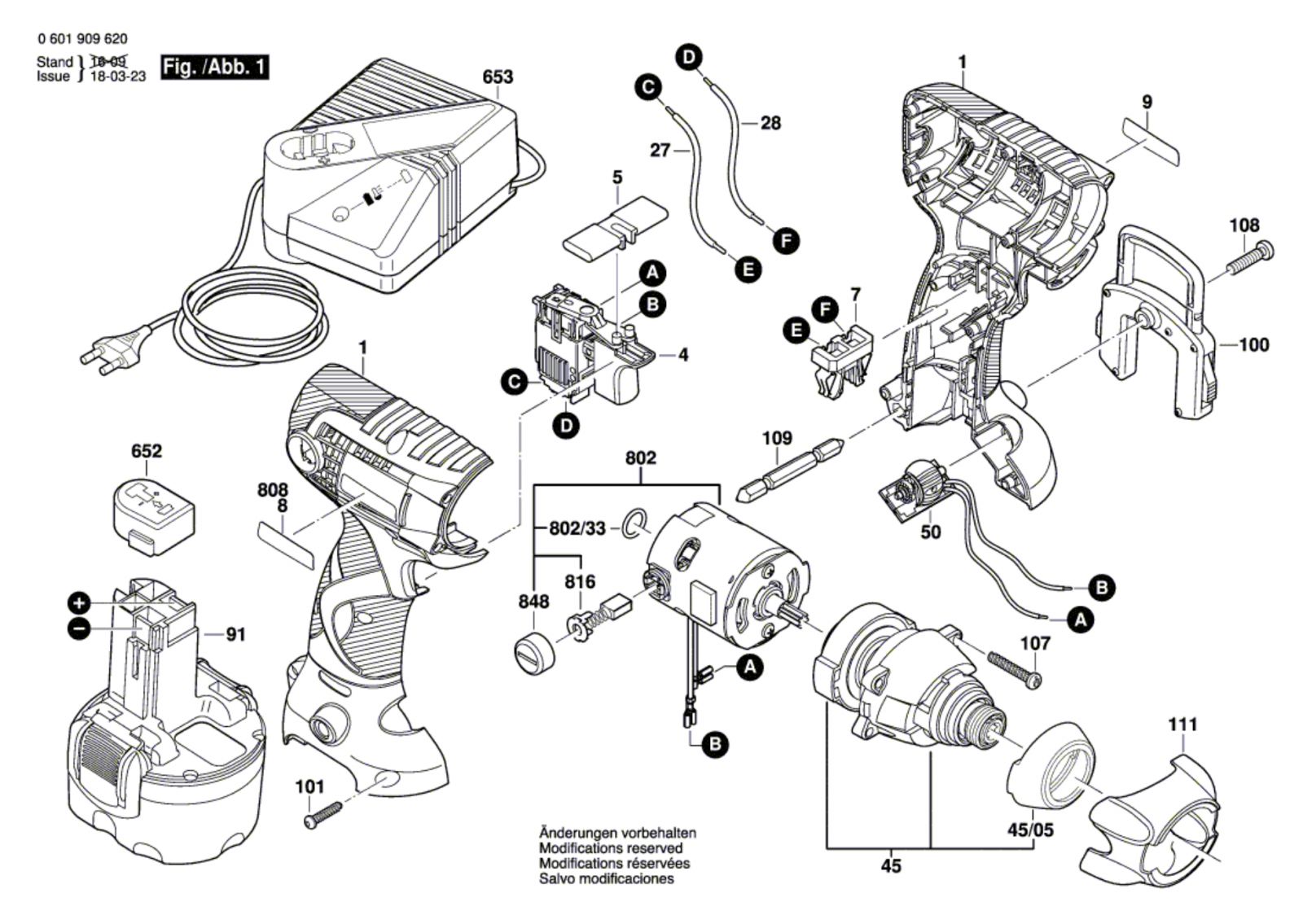 Bosch 0 601 909 621 Gdr 9,6 V Impact Wrench 9.6 V / Eu Spare Parts ...