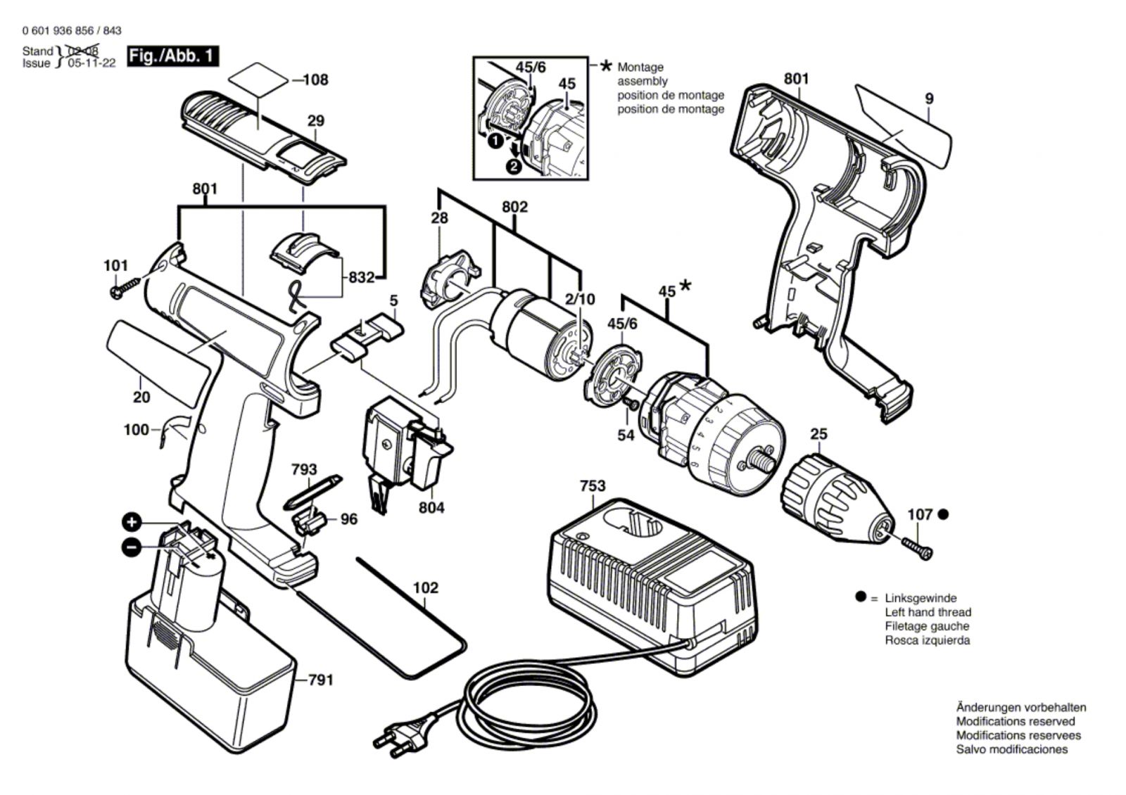 Bosch 0 601 936 820 Gsr 12 Vsh-2 Cordless Screw Driver 12 V / Eu Spare ...