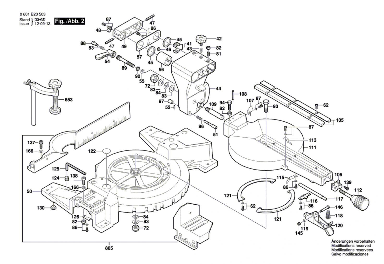 Bosch 0 601 B20 503 Gcm 10 S Compound Mitre Saw 230 V / Eu Spare Parts ...