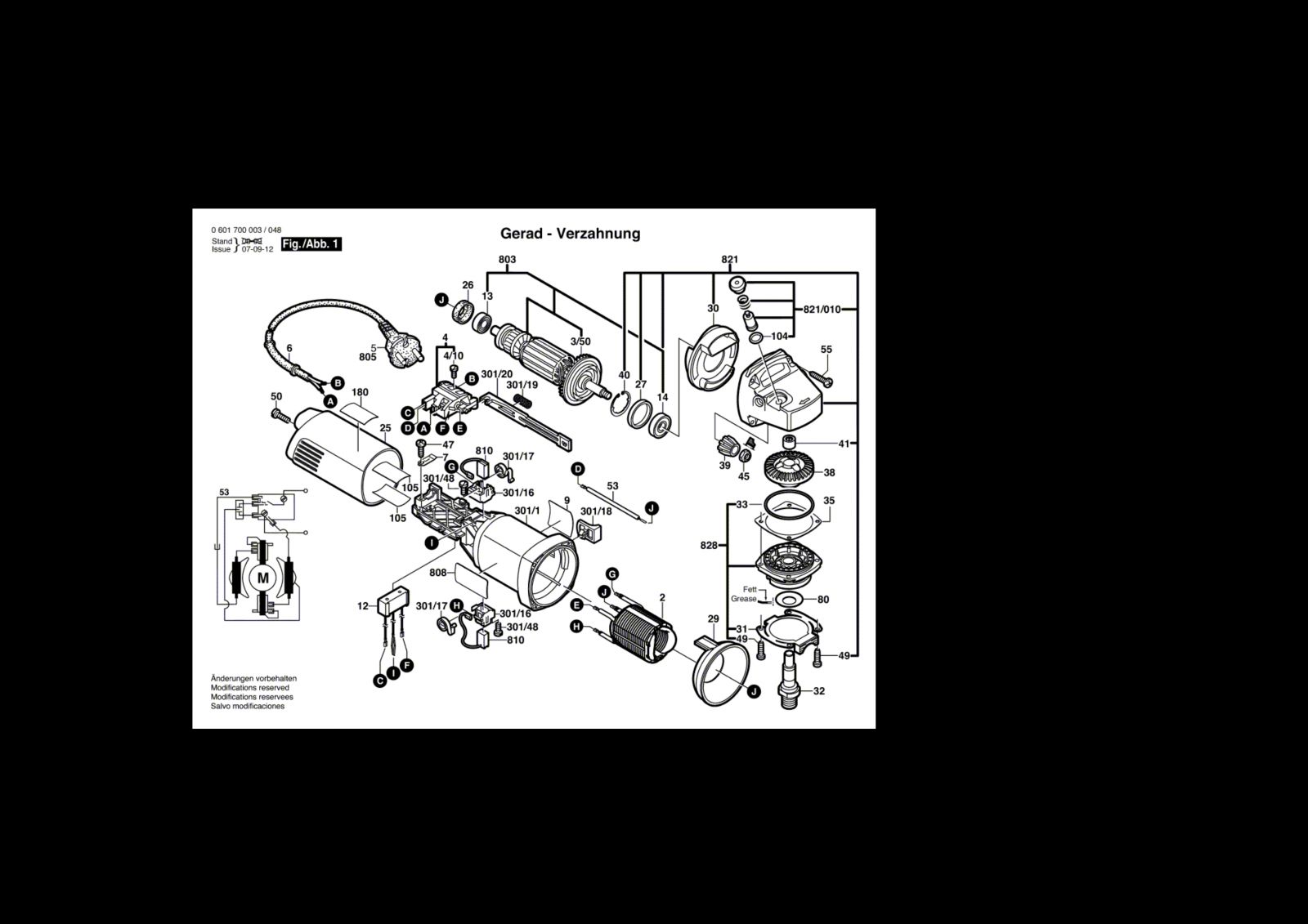 Bosch 0 601 700 003 Gws 7-115 Angle Grinder 230 V / Eu Spare Parts ...