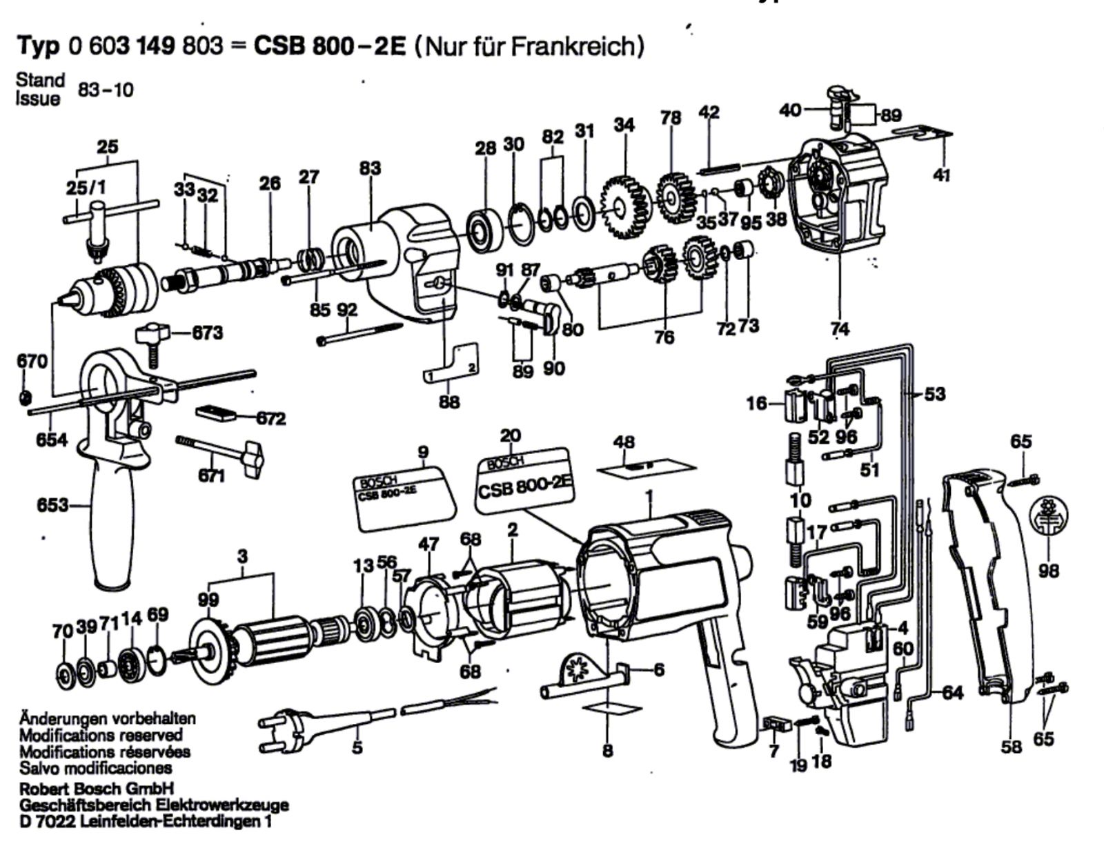 Bosch 0 603 149 803 Csb 800-2 E Dummy 220 V / Eu Spare Parts SPARE ...
