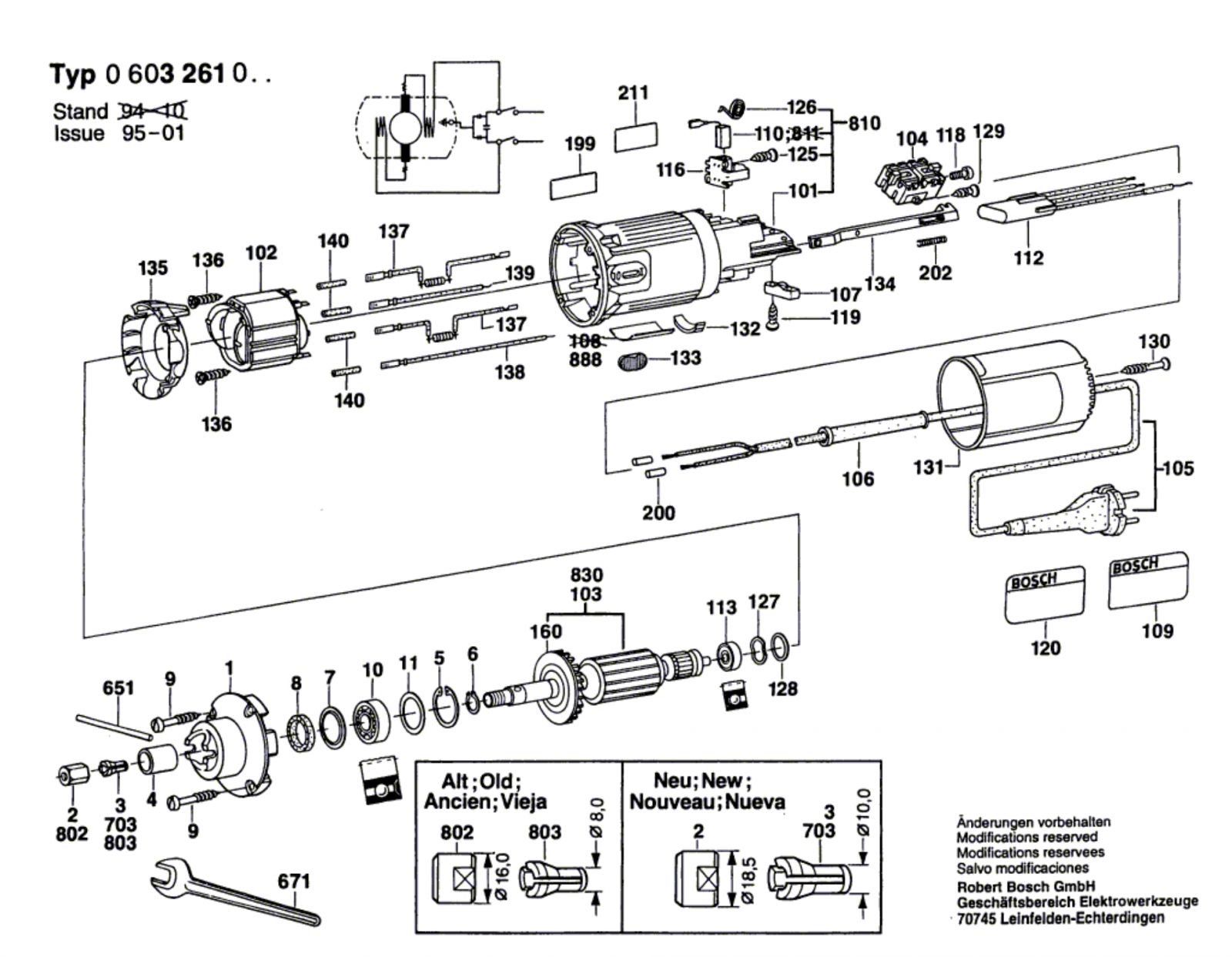 Bosch 0 603 261 003 Pam 500 Drive Motor 220 V / Eu Spare Parts SPARE ...