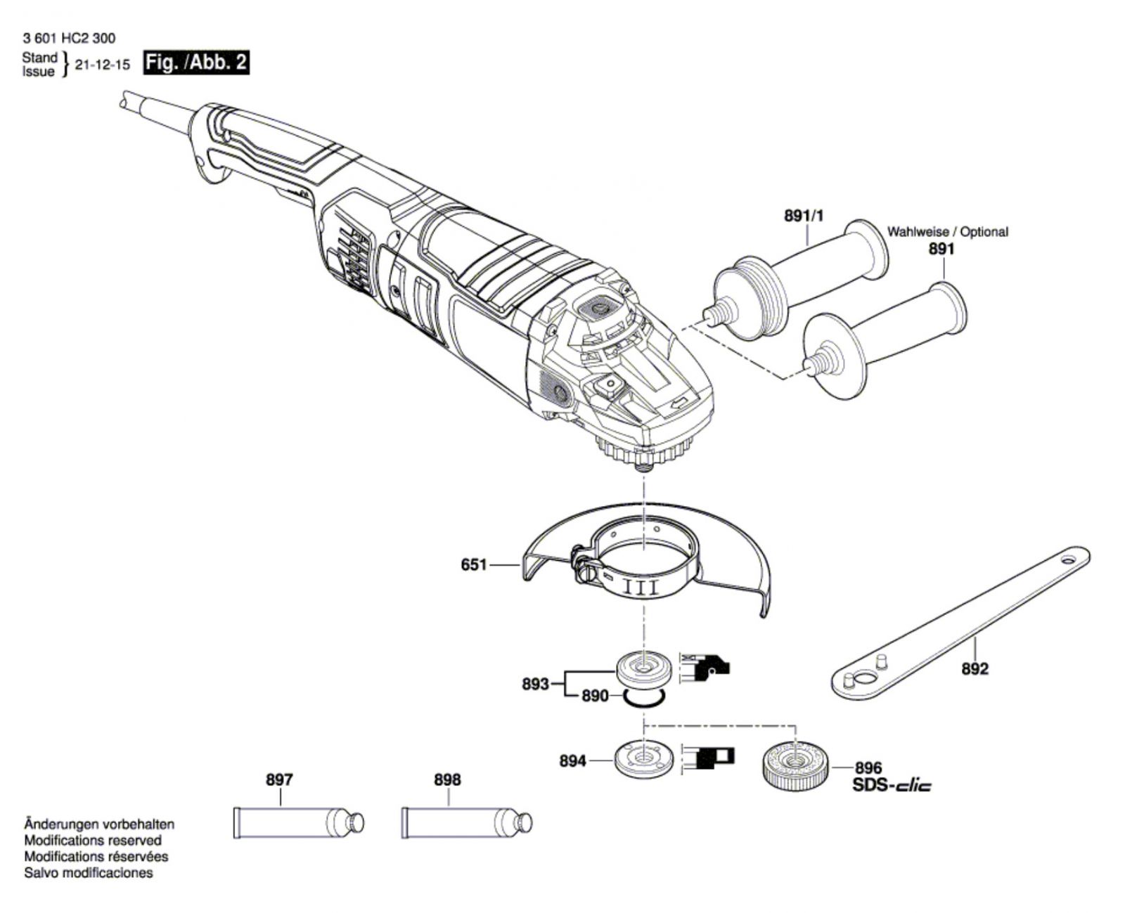 Bosch 3 601 Hc3 300 Gws 24-230 Jz Angle Grinder Spare Parts SPARE ...