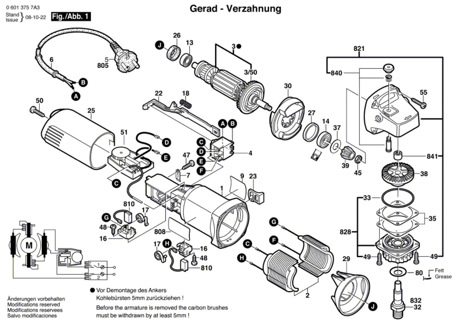 Bosch 0 601 375 7a3 Gws 6-115 E Angle Grinder 230 V / Eu Spare Parts ...