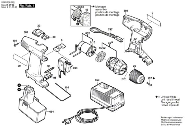 Bosch 0 603 936 666 Psr 9,6 Ves-2 Cordless Screw Driver 9.6 V / Eu ...