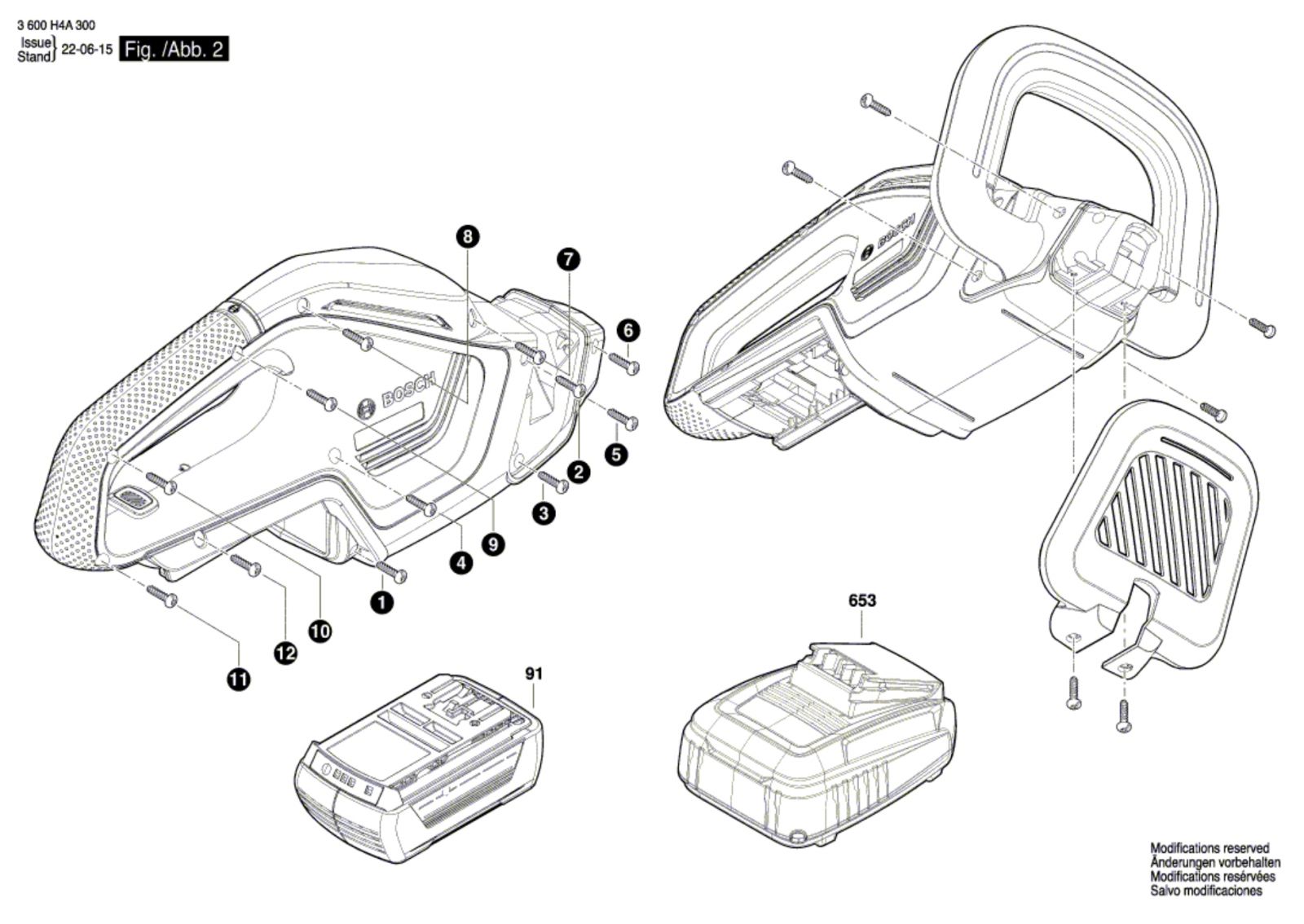 Bosch 3 600 H4a 300 Advancedgrind-18v-80 Cordless-angle-grinder Spare ...