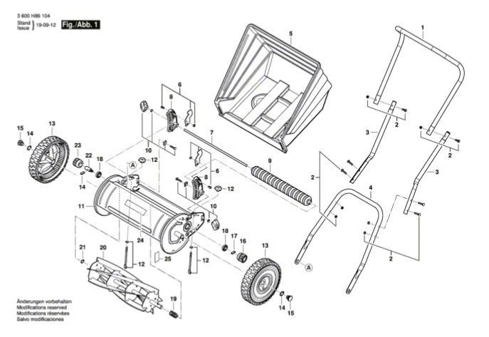 Bosch 3 600 H86 104 Ahm 38 G Lawnmower 230 V / Eu Spare Parts SPARE ...