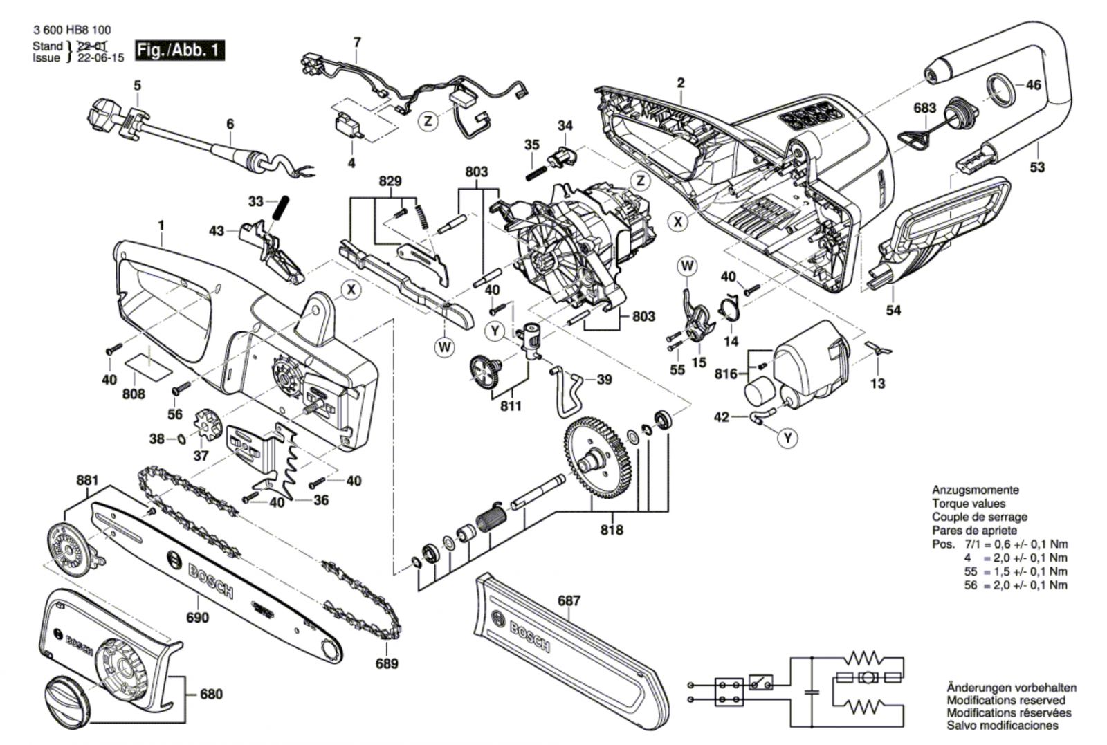 Bosch 3 600 Hb8 300 Universalchain 35 Chain Saw 230 V / Eu Spare Parts ...