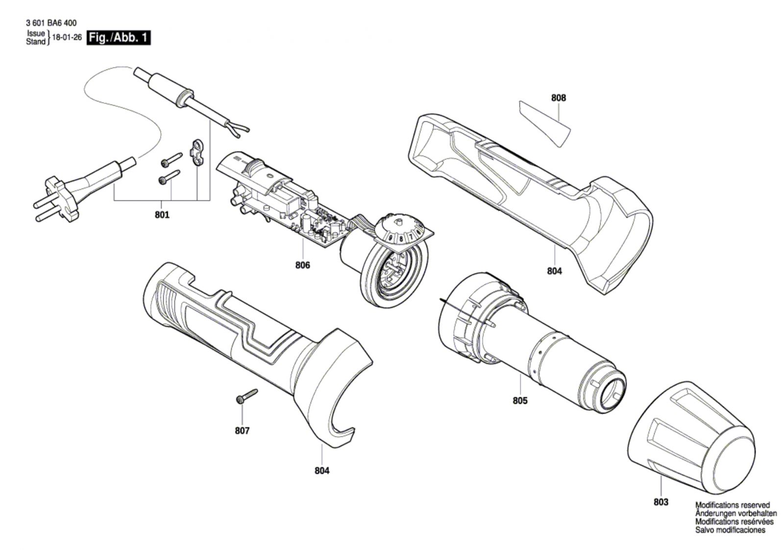 Bosch 3 601 Ba6 400 Ghg 20-60 Hot Air Gun 230 V / Eu Spare Parts SPARE ...