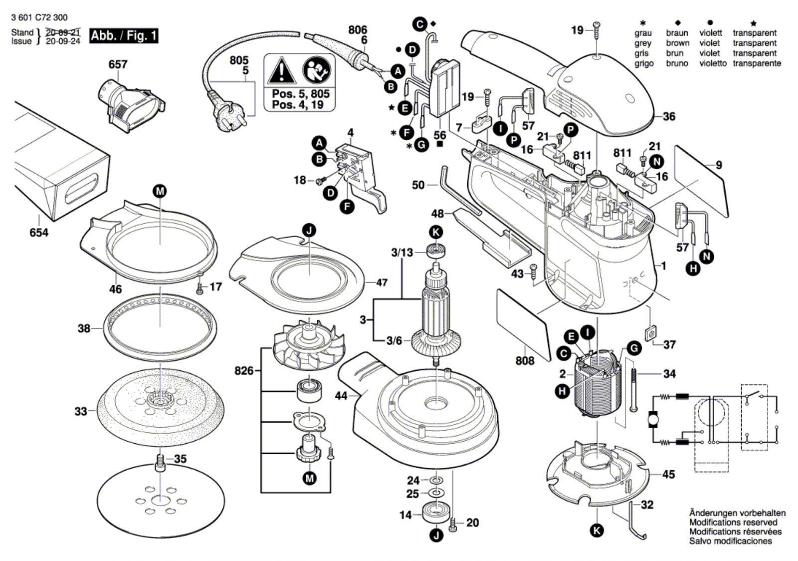 Bosch 3 601 C72 800 Gex 34-150 Random Orbital Sander 230 V / Eu Spare ...