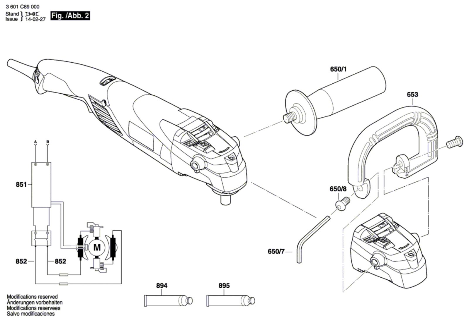 Bosch 3 601 C89 000 Gpo 14 Ce Universal Angle Polisher 230 V / Eu Spare ...