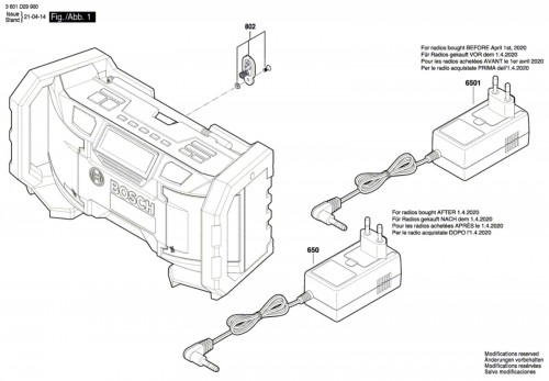 Bosch 3 601 D29 900 Gml Soundboxx Power Radio Box 12 V / Eu Spare Parts ...