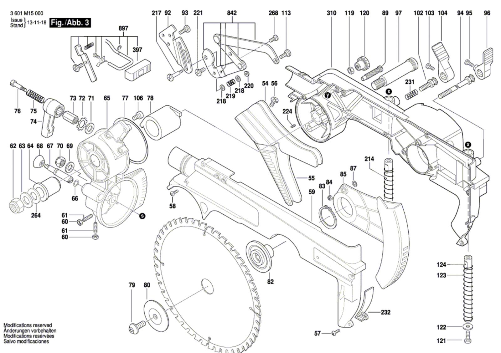 Bosch 3 601 M15 000 Gtm 12 Table Mitre Saw 230 V / Eu Spare Parts SPARE ...