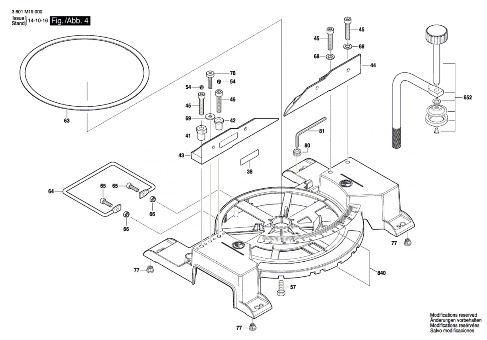 Bosch 3 601 M19 001 Gcm 80 Sj Slide Mitre Saw 230 V / Eu Spare Parts ...