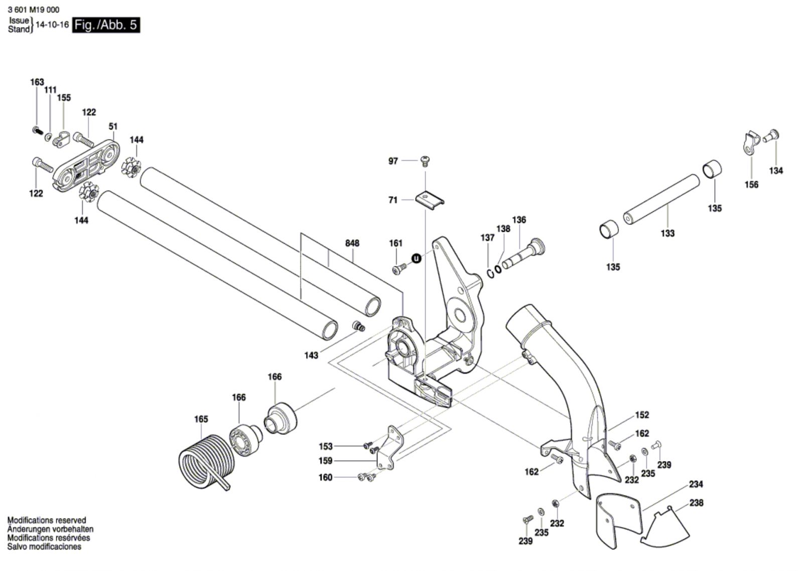 Bosch 3 601 M19 001 Gcm 80 Sj Slide Mitre Saw 230 V / Eu Spare Parts ...