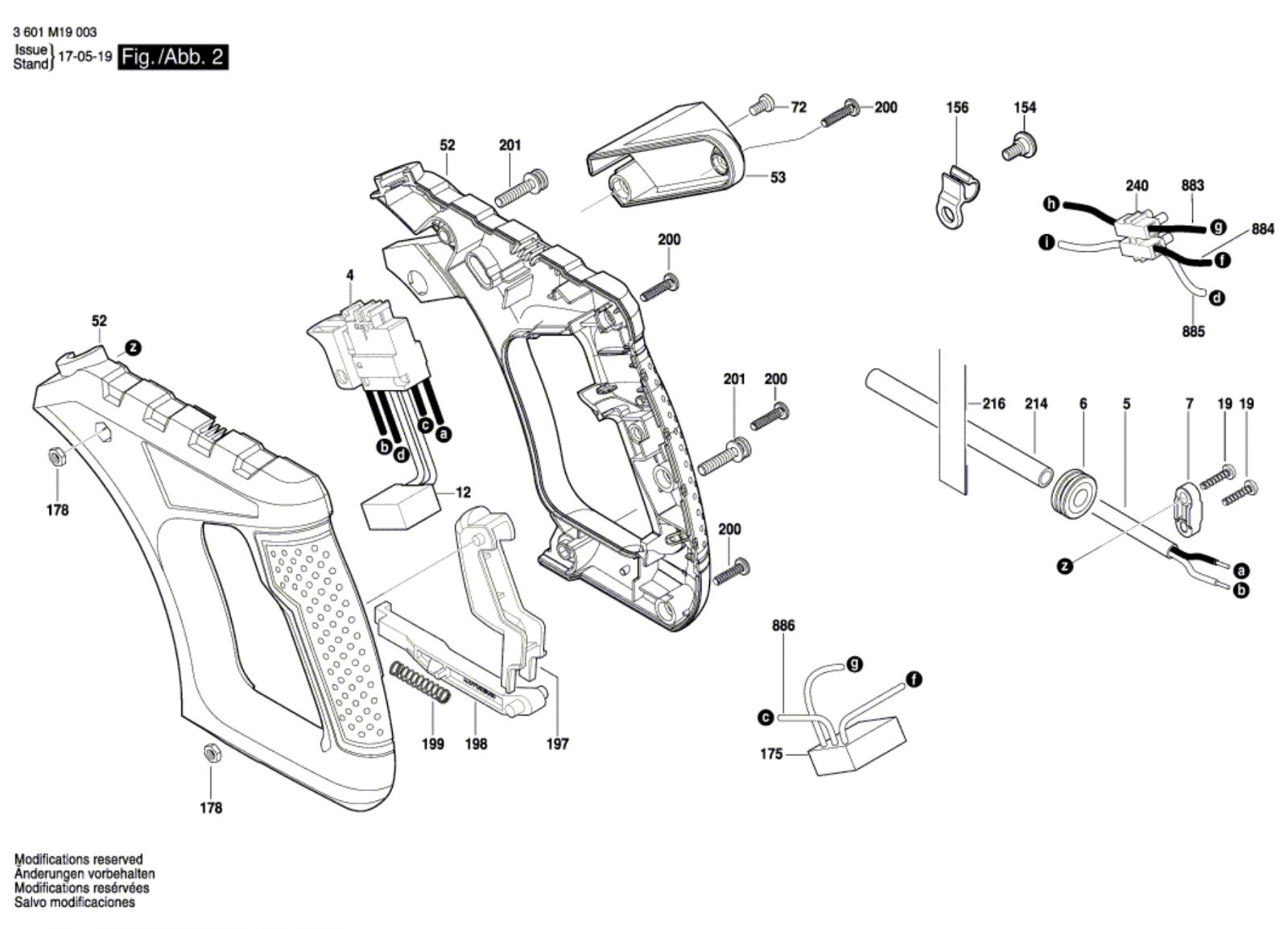 Bosch 3 601 M19 004 Gcm 80 Sj Slide Mitre Saw 230 V / Eu Spare Parts ...