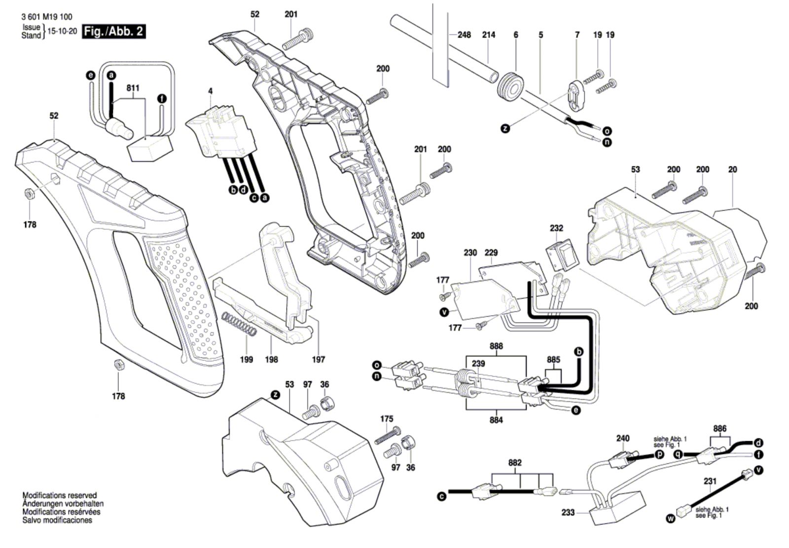 Bosch 3 601 M19 100 Gcm 8 Sjl Slide Mitre Saw 230 V / Eu Spare Parts ...