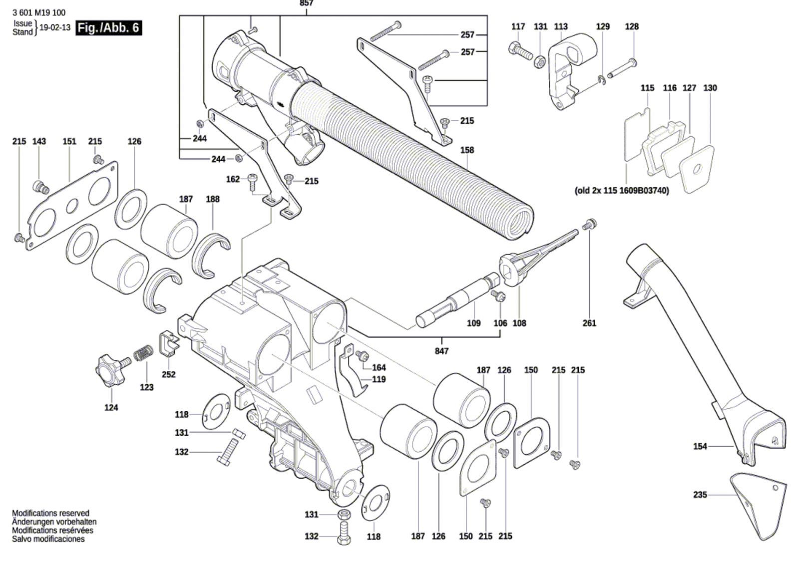 Bosch 3 601 M19 100 Gcm 8 Sjl Slide Mitre Saw 230 V / Eu Spare Parts ...