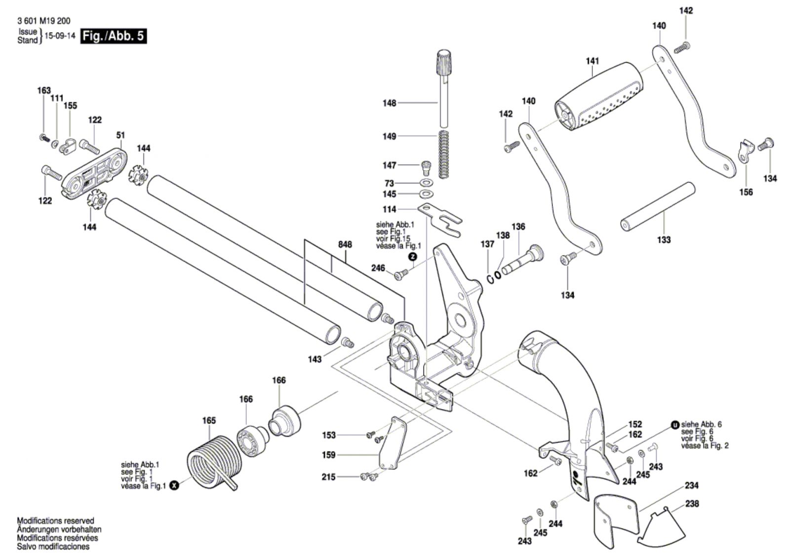 Bosch 3 601 M19 200 Gcm 8 Sde Slide Mitre Saw 230 V / Eu Spare Parts ...